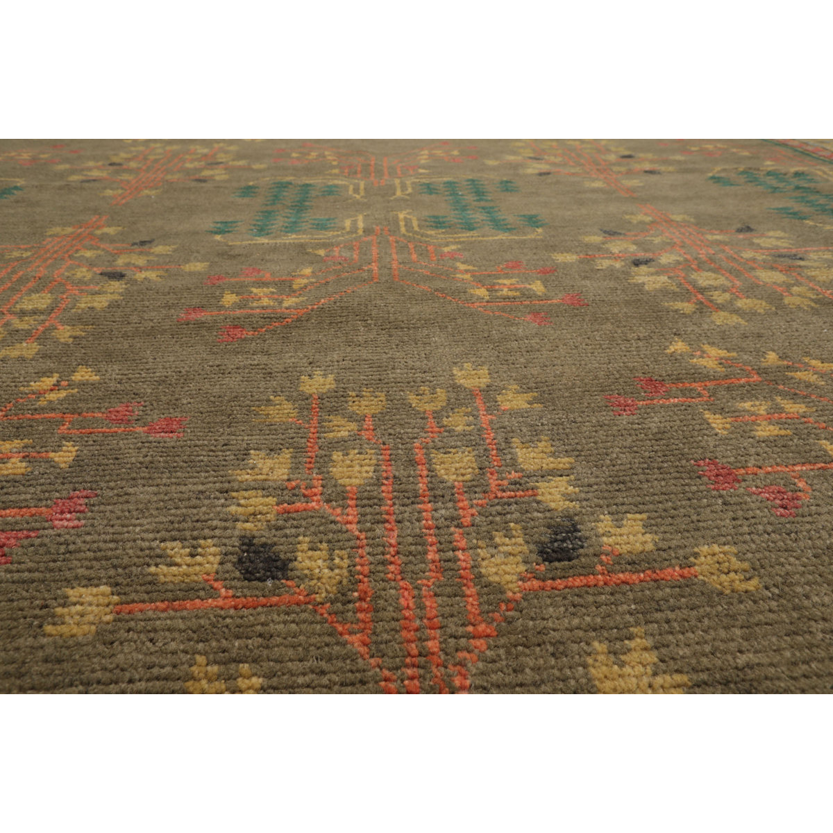 Oriental Rug of Houston Multi Size Green Hand Knotted Arts & Crafts ...