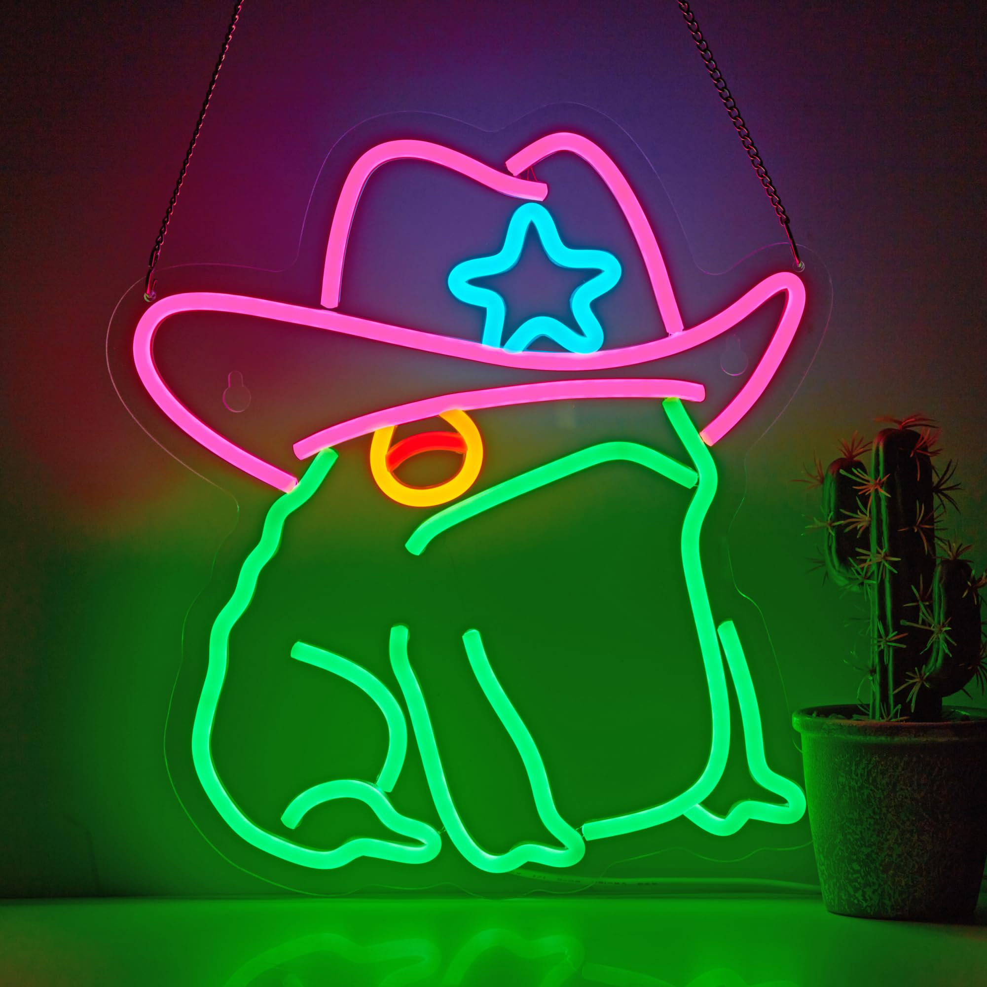 HD FLOORING, INC. Cowboy Toad Neon Sign Frog Neon Light Cowboy LED Sign ...