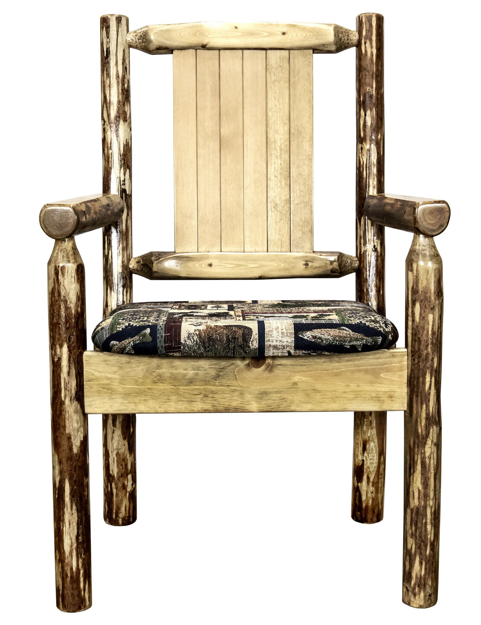 Loon Peak® Abella Solid Wood Slat Back Arm Chair In Brown Wayfair