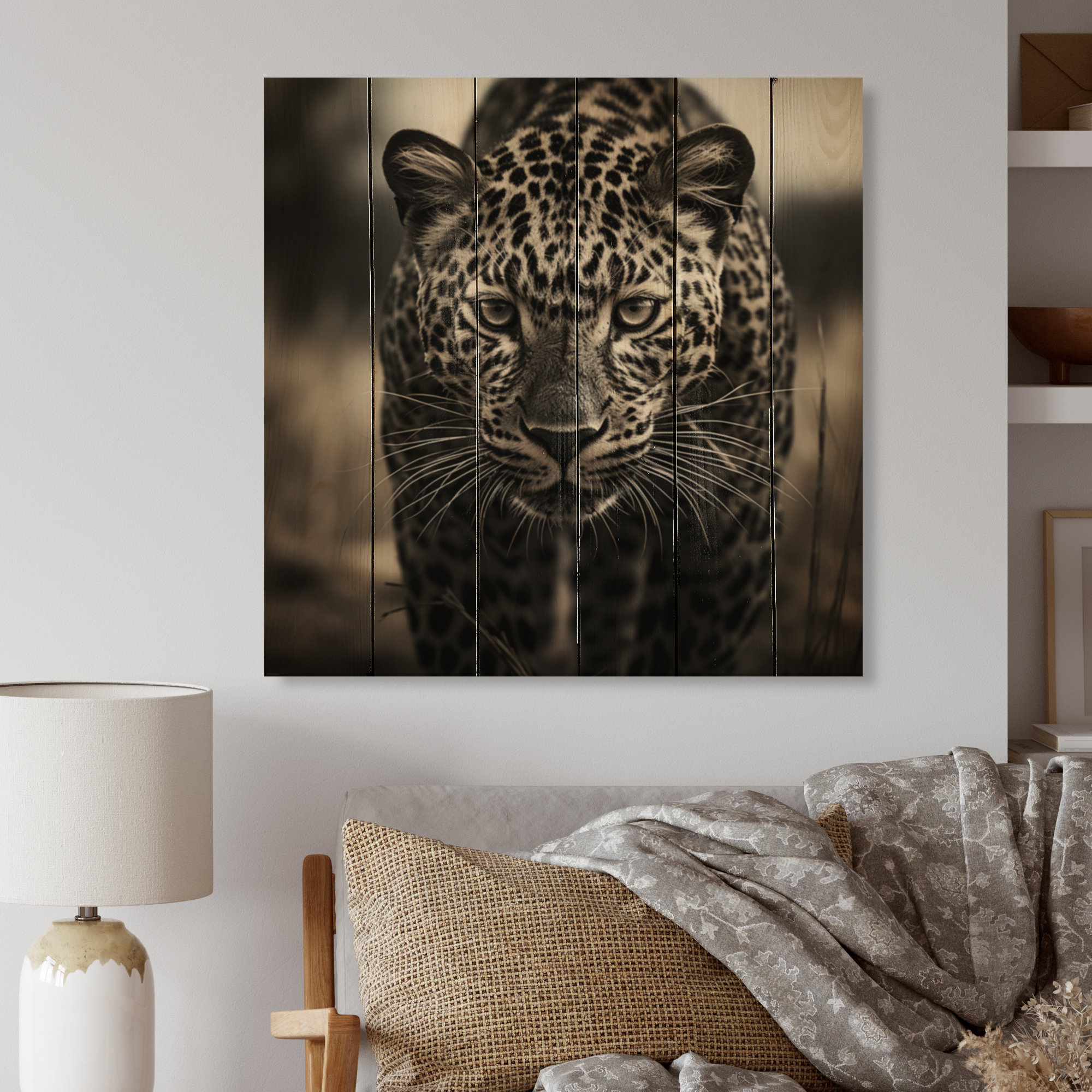 Latitude Run® African Monochrome Leopard Portrait - Animals Print on ...