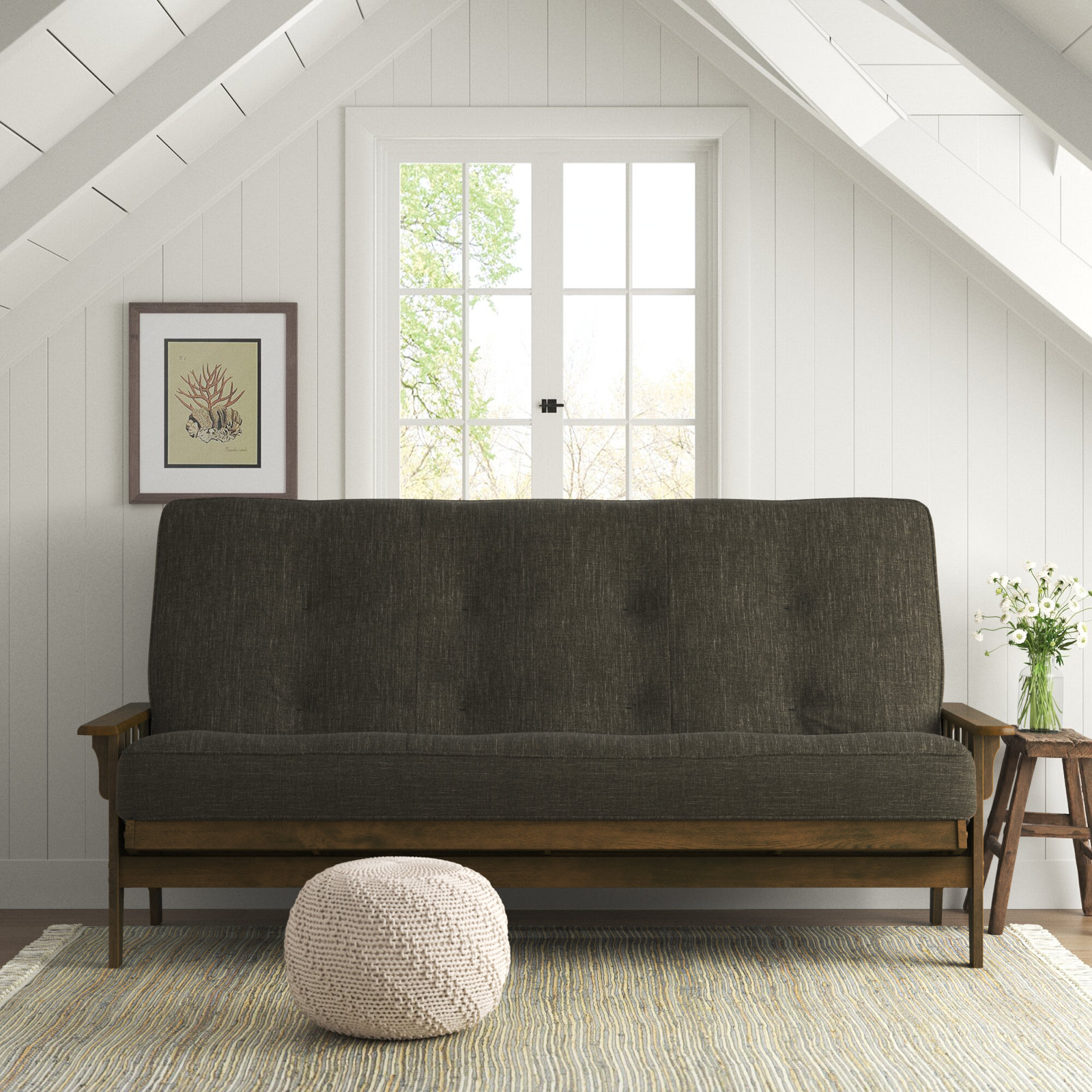 The Twillery Co. Stratford Queen 87" Wide Loose Back Futon and Mattress ...