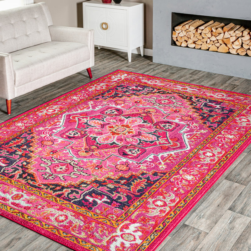 Bungalow Rose Jynell Performance Violet/Pink Rug & Reviews | Wayfair