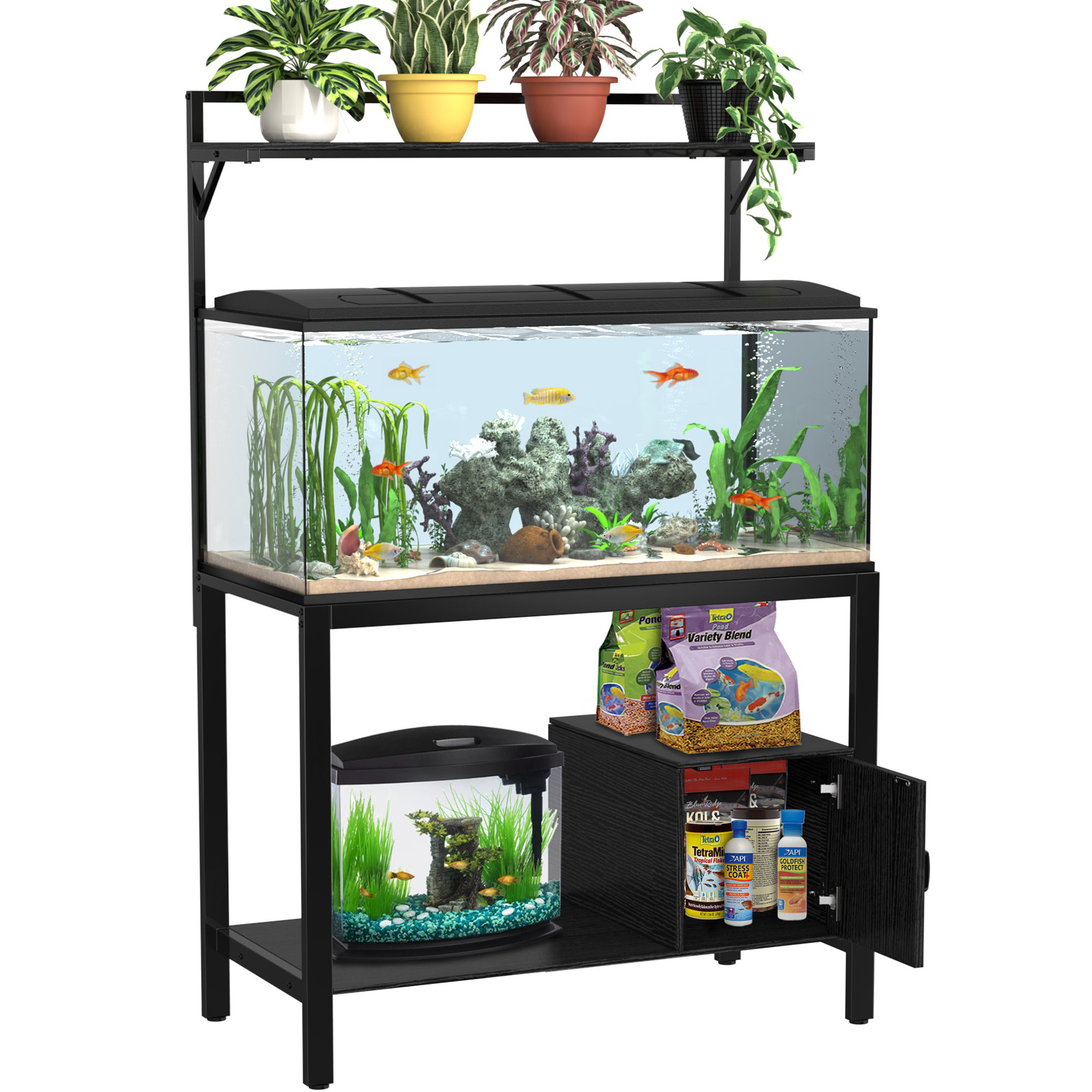 Tucker Murphy Pet™ 40-50 Gallon Fish Tank Stand with Plant Shelf with ...