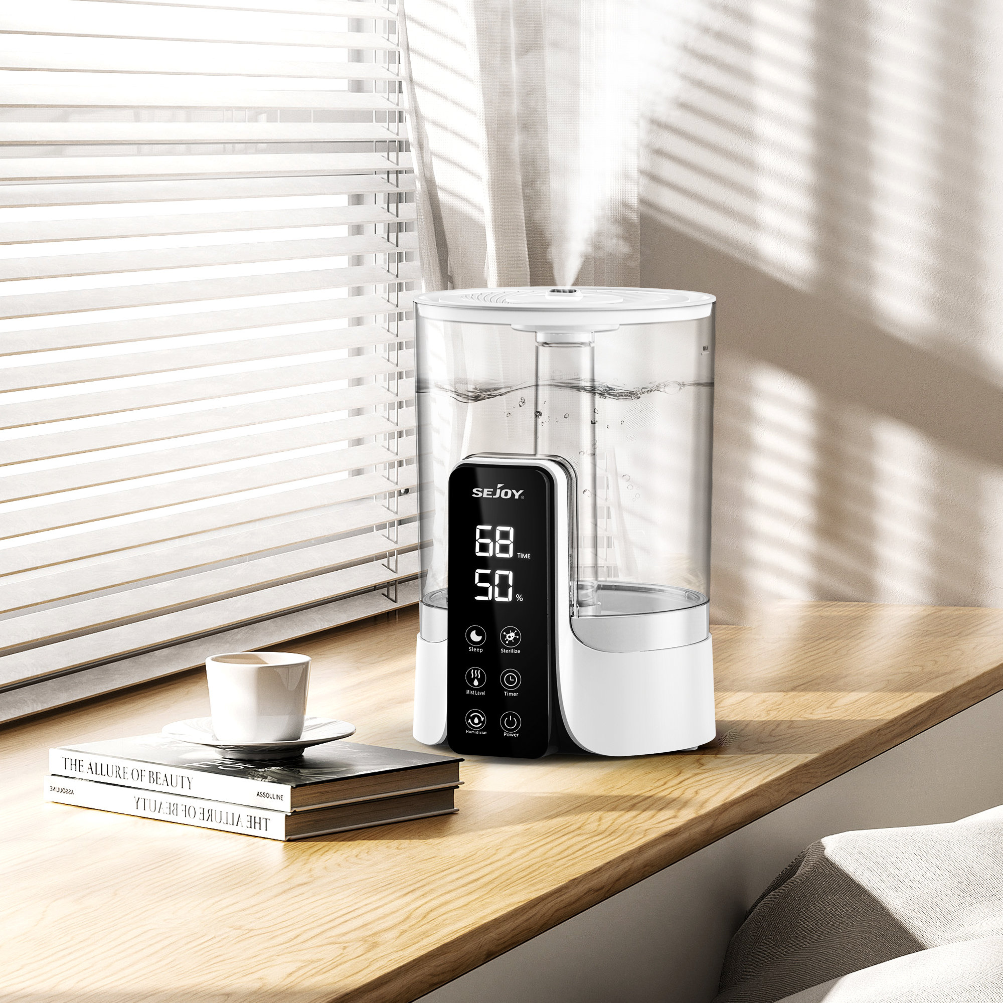 SEJOY 1.5 Gallons Cool Mist Ultrasonic Tabletop Humidifier 6L Customize ...