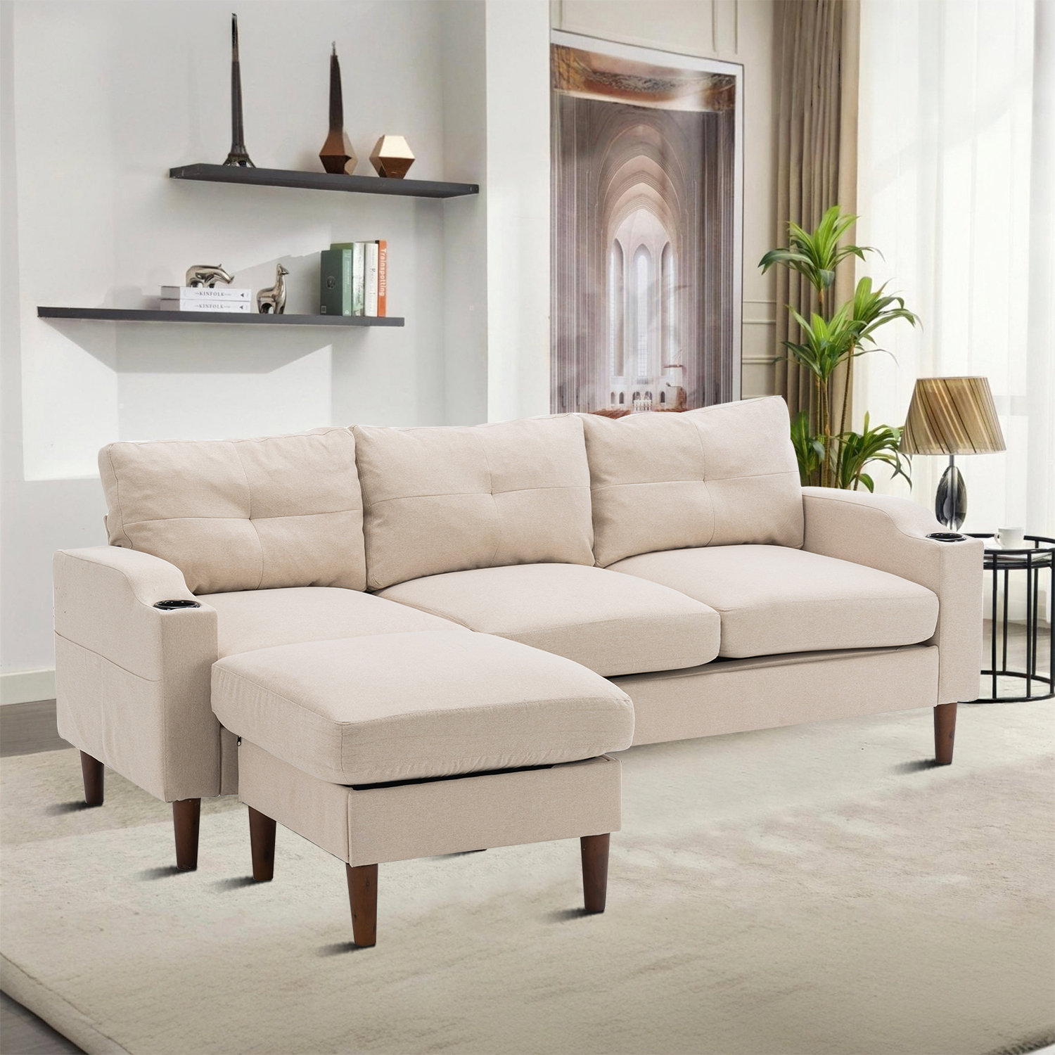 Ebern Designs Contemporary Classic Reversible Modular L-Shaped 3-Seater ...