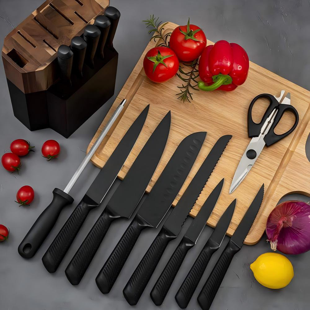 TITUOWANGLUO Knife Storage Set, 15-Piece Kitchen Knife Set, Including 6 ...