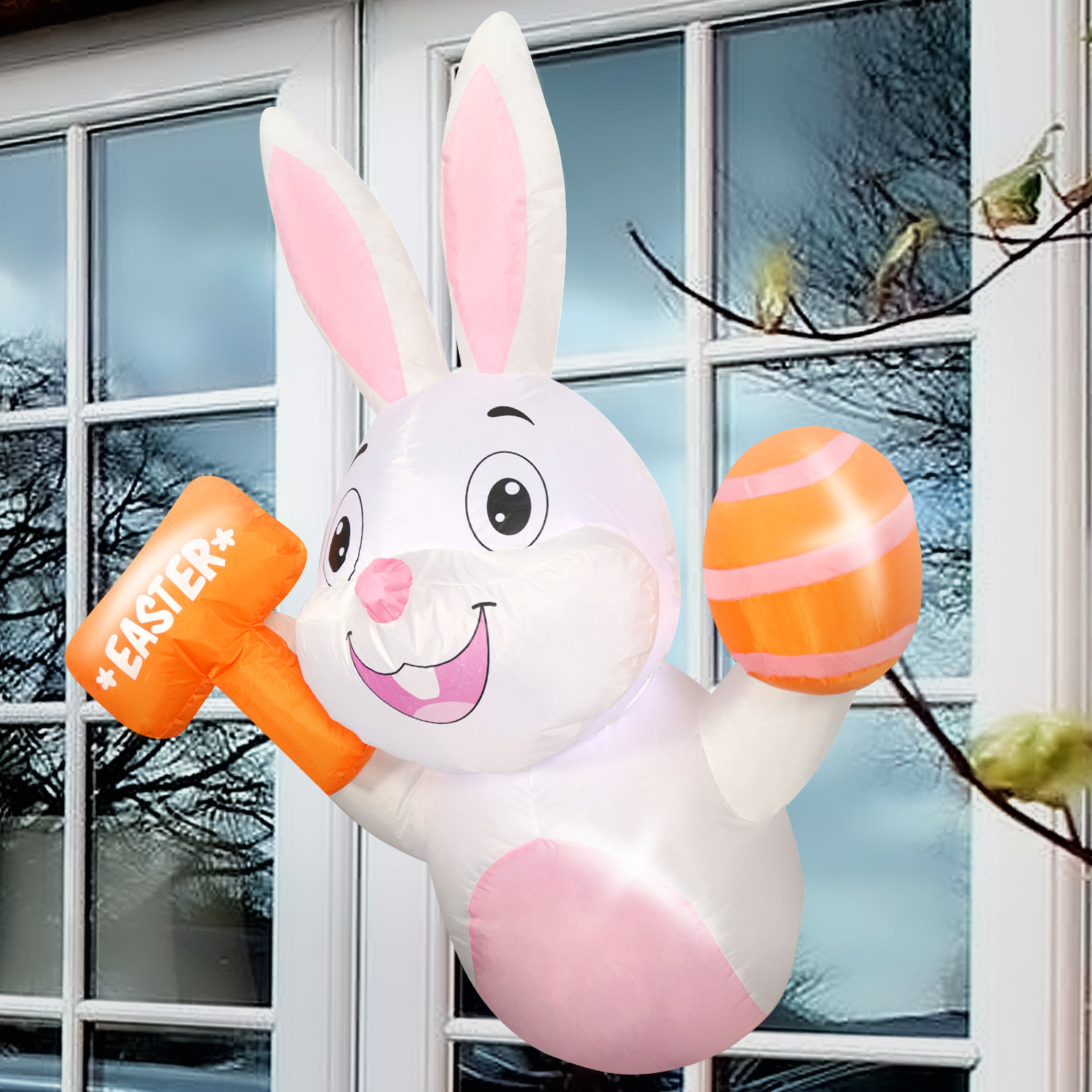 The Holiday Aisle® 5 FT Easter Window Inflatable Bunny Decorations ...