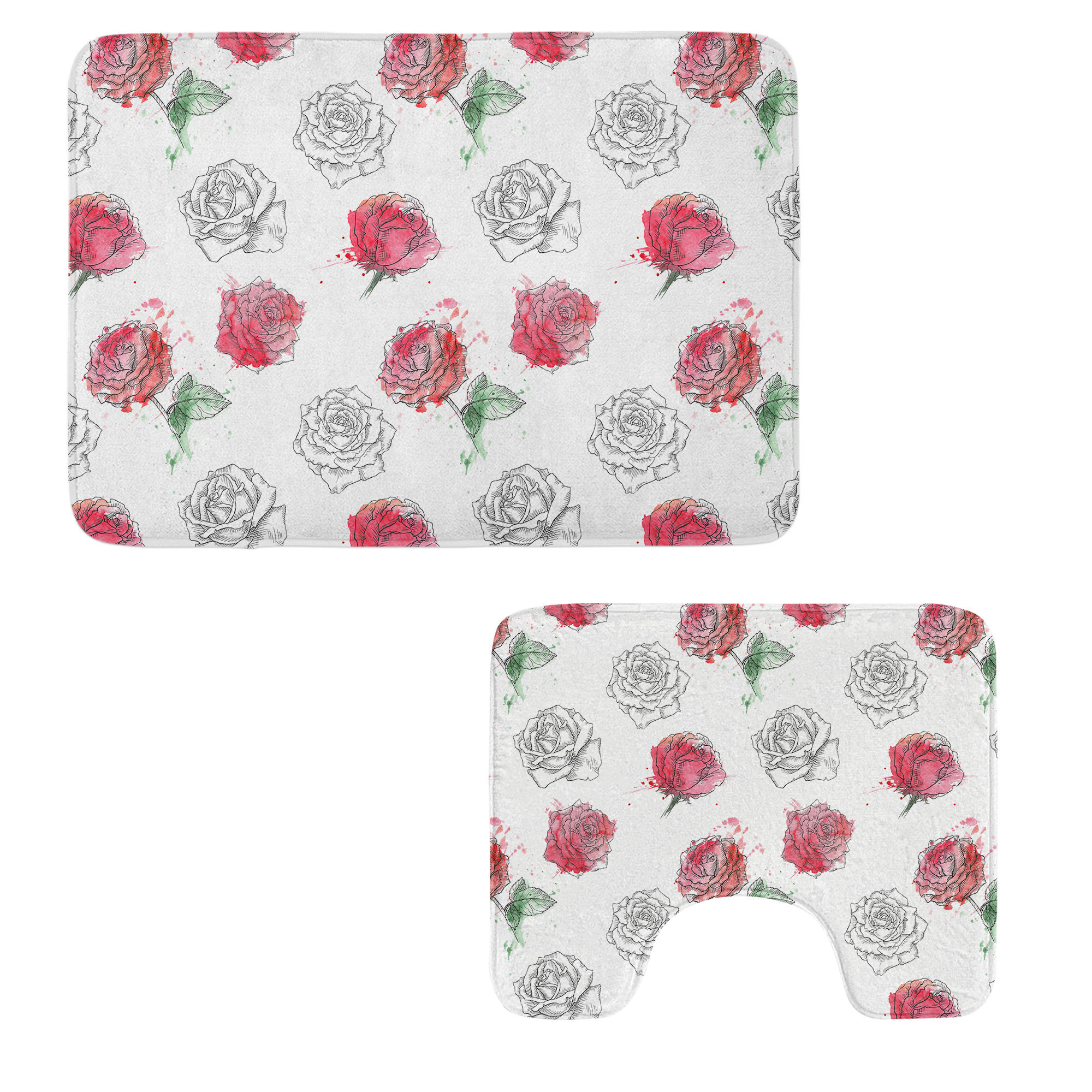 East Urban Home Vintage Rose Bathroom Rug Set 2 Pieces Rectangle ...