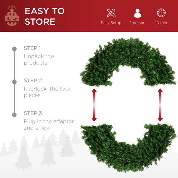 The Holiday Aisle® 48In Artificial Pre-Lit Fir Christmas Wreath ...