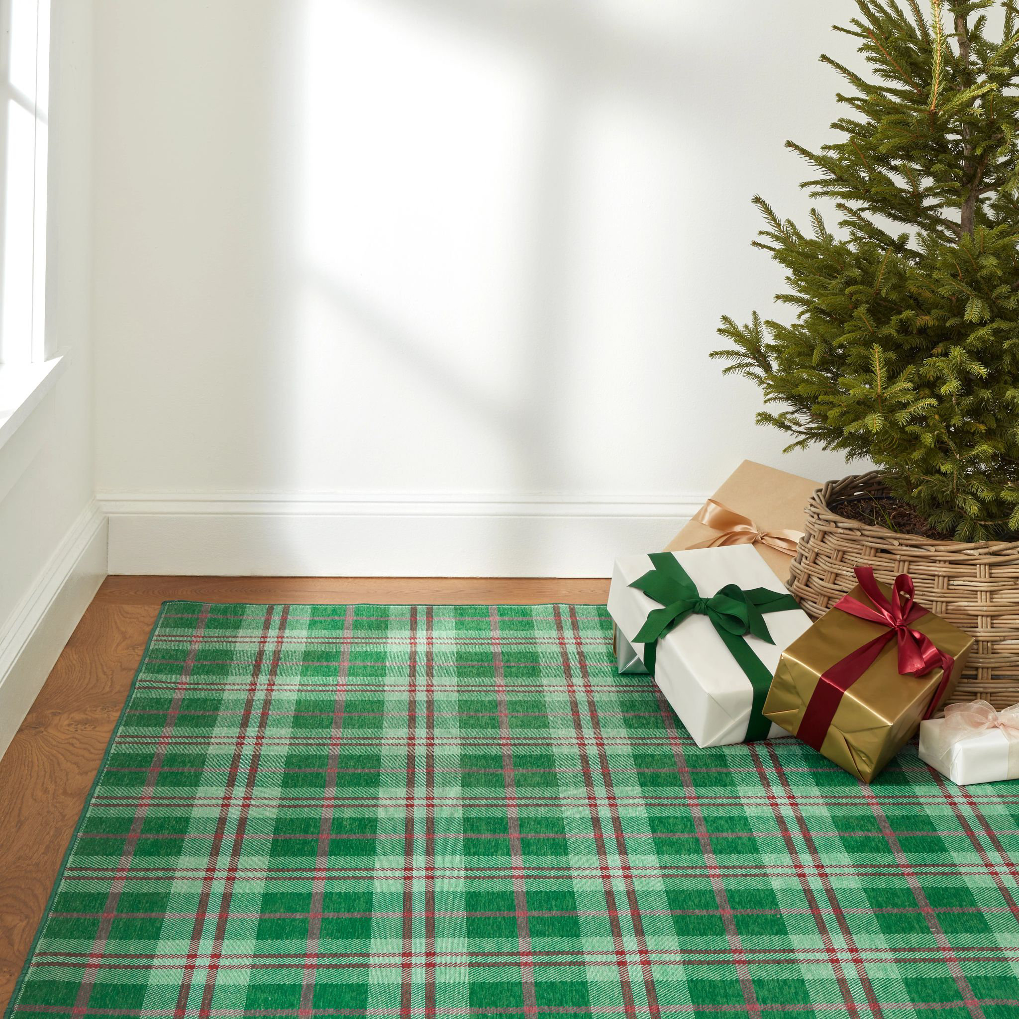 Dash and Albert Rugs Jolly Plaid Green Machine Washable Rug - Wayfair ...