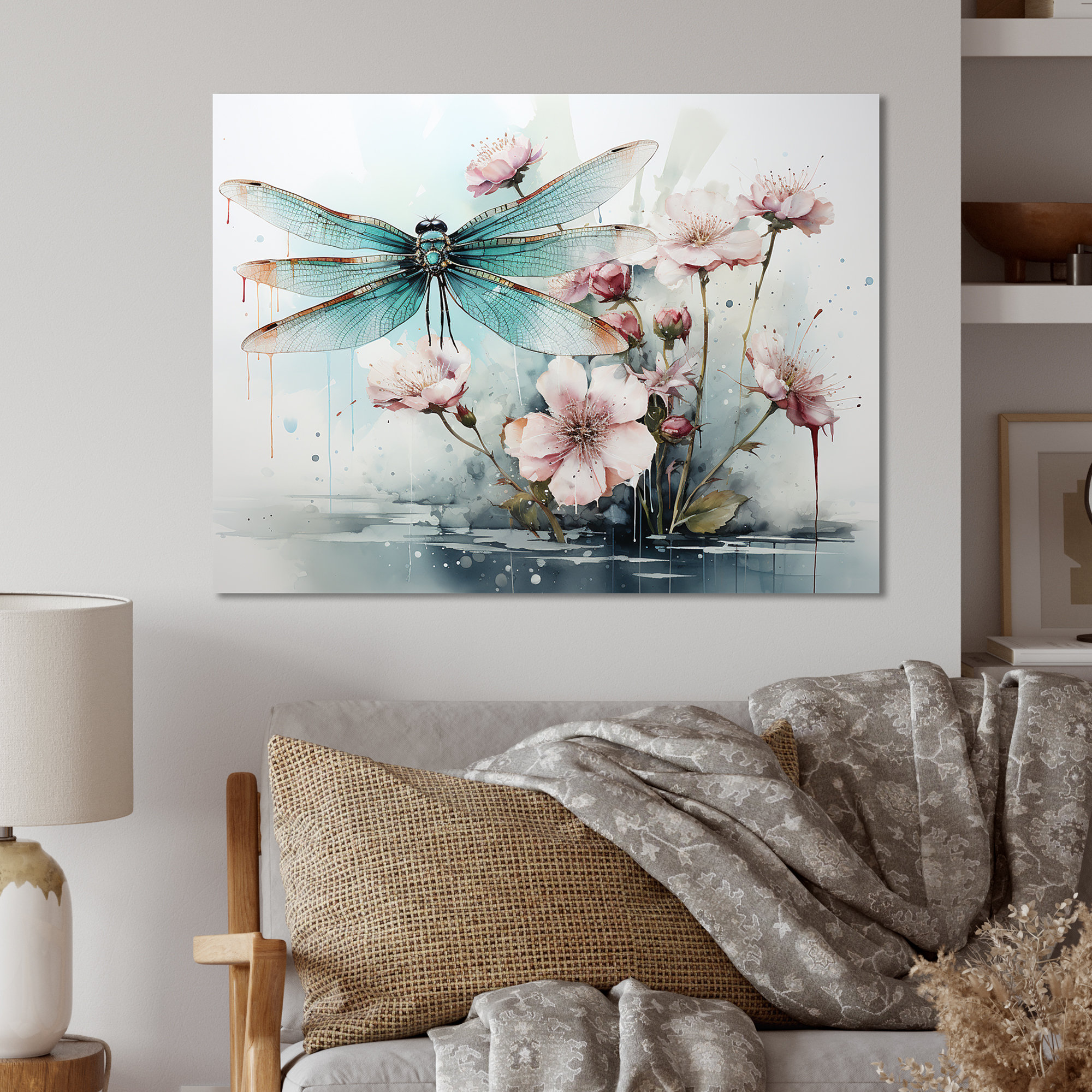 Lark Manor™ Green And Pink Flower Flying Dragonfly By The Pond ...