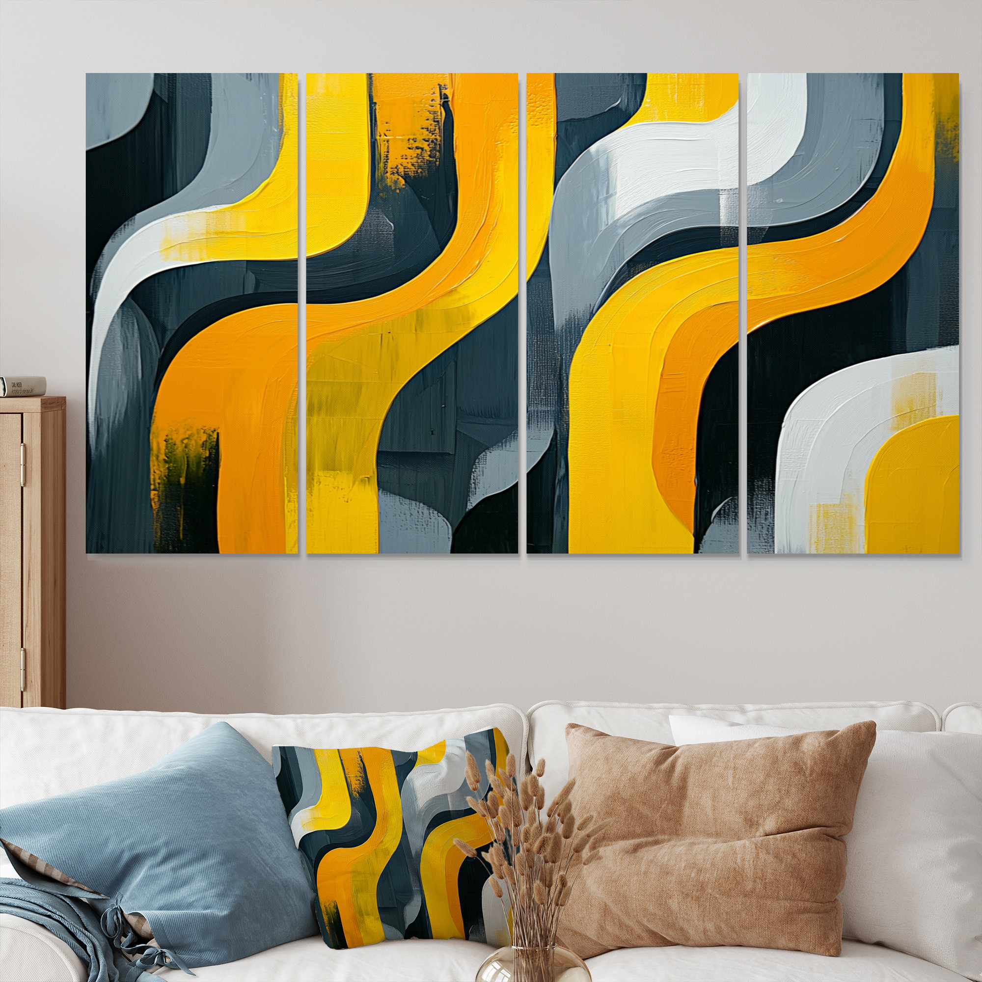 Design Art Yellow And Grey Urban Jazz Note III - Abstract Still Lifes ...
