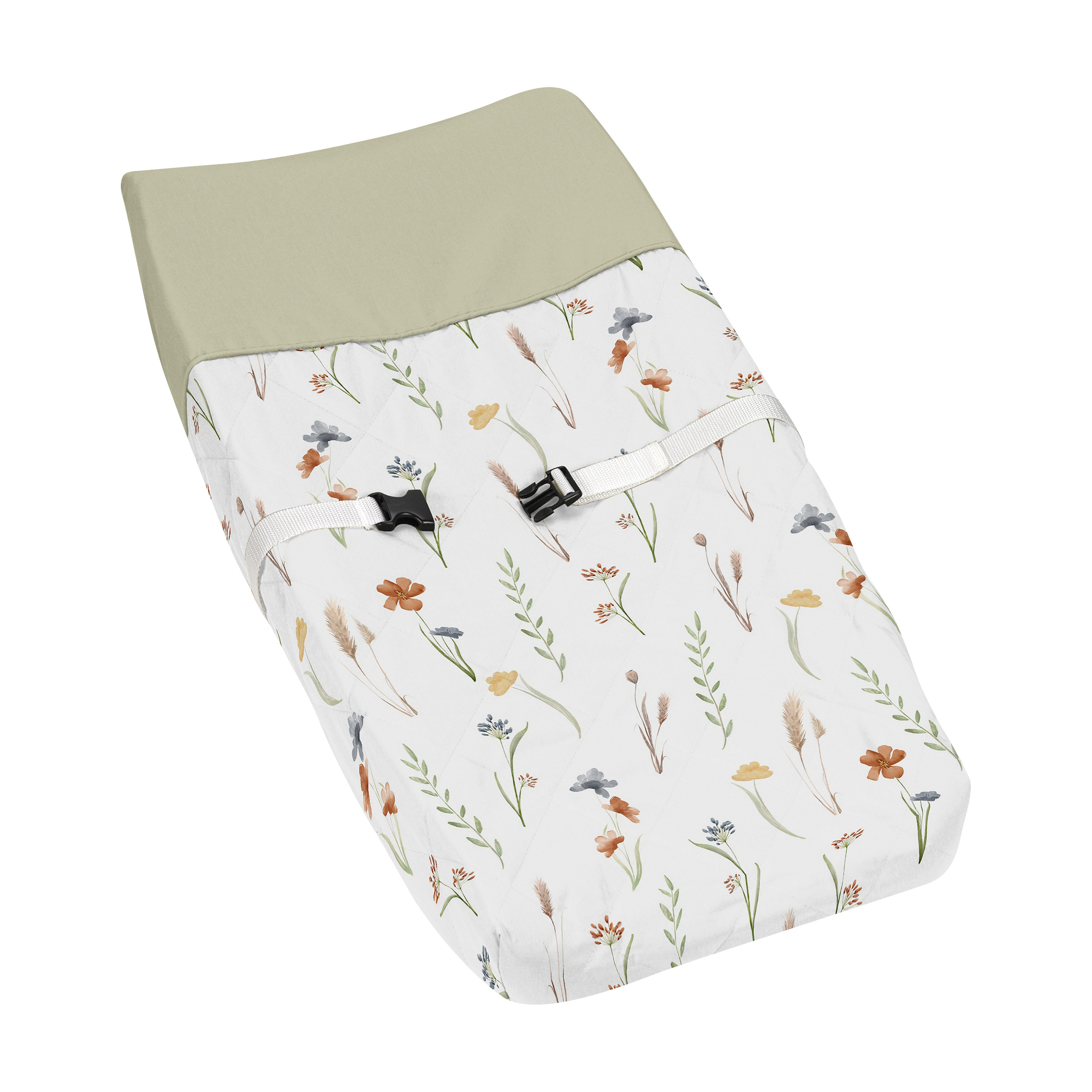 Sweet Jojo Designs Watercolor Floral Garden Sage Green Changing Pad ...