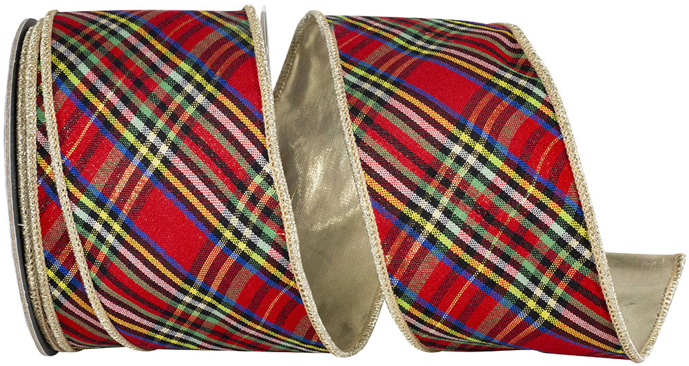 The Holiday Aisle® YARDS Multicolor Classic Plaid Diagonal Deluxe Gold ...