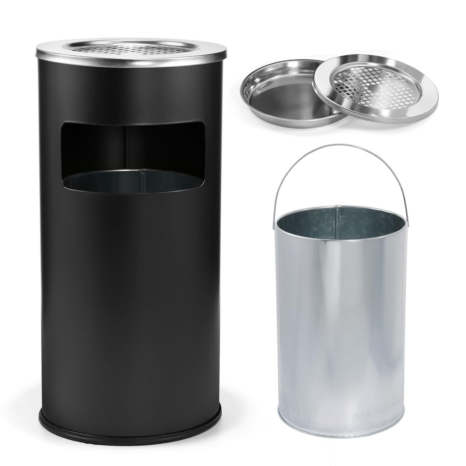 GO APPLIANCE CENTRAL, LLC Outdoor Trash Can With Lid Round,Black ...