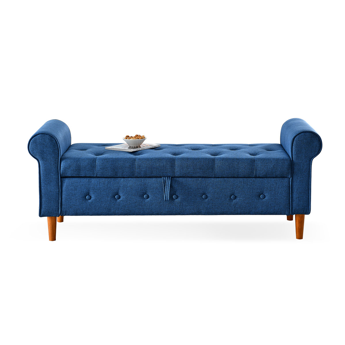 Wildon Home® Blue Solid wood + Polyester Bench | Wayfair