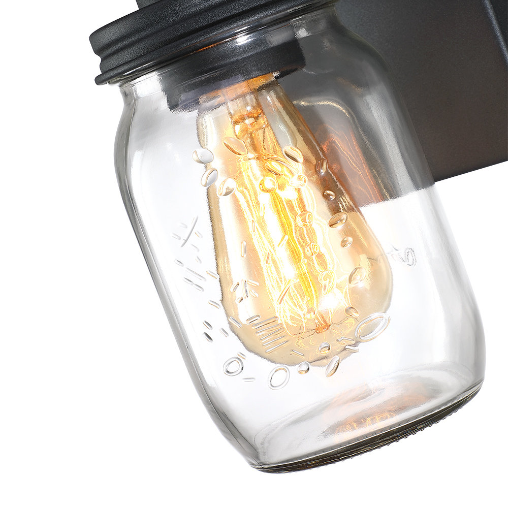 Laurel Foundry Modern Farmhouse® Albie 1-light Black/wood Tone Rustic ...