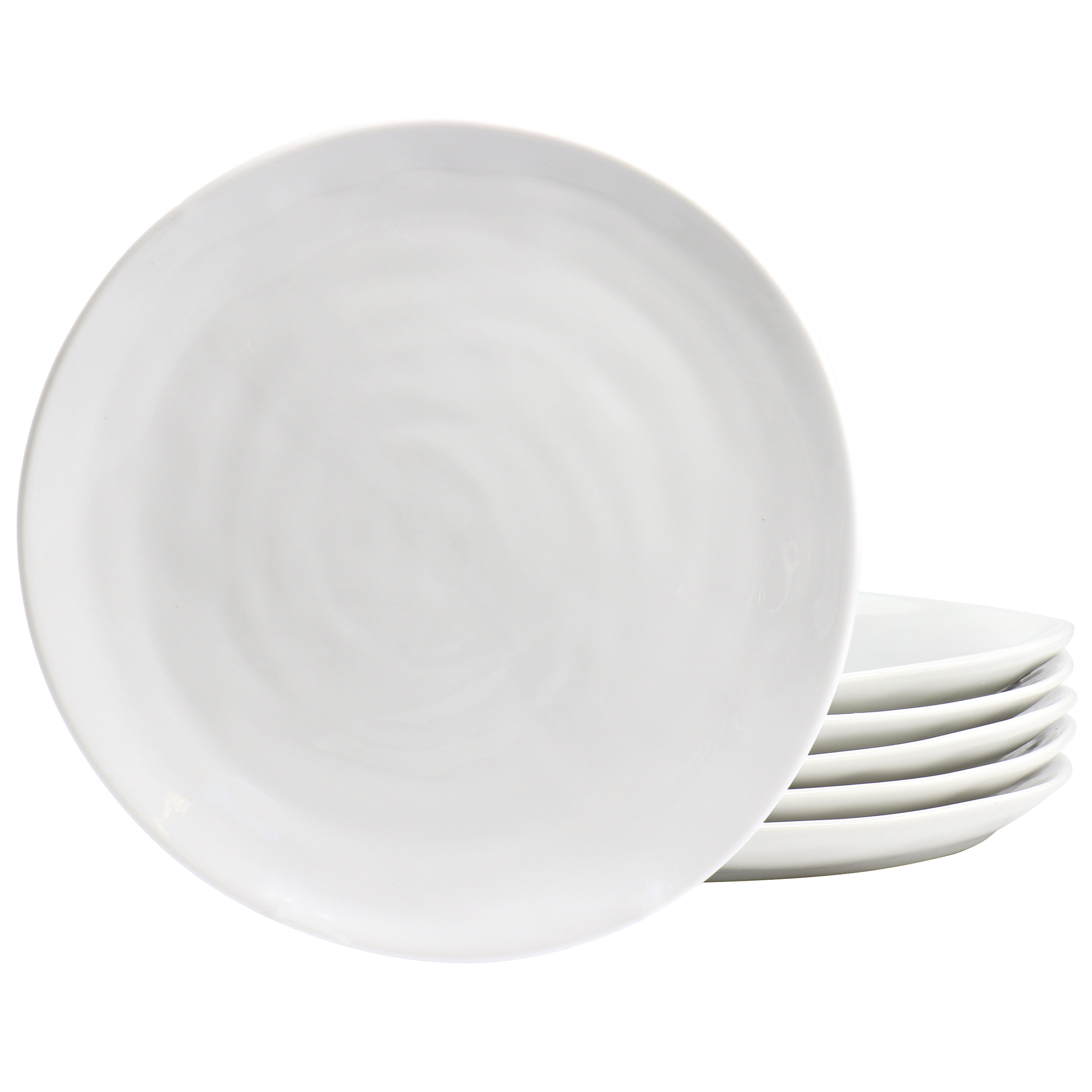 Our Table Simply White 6 Piece 8.75 Inch Organic Round Porcelain Salad ...