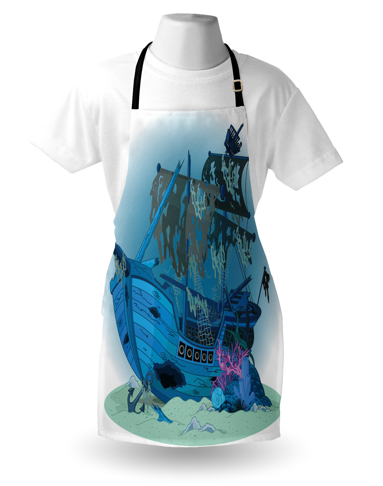 East Urban Home Pirate Ship Apron Unisex, Underwater Antique, Adult ...