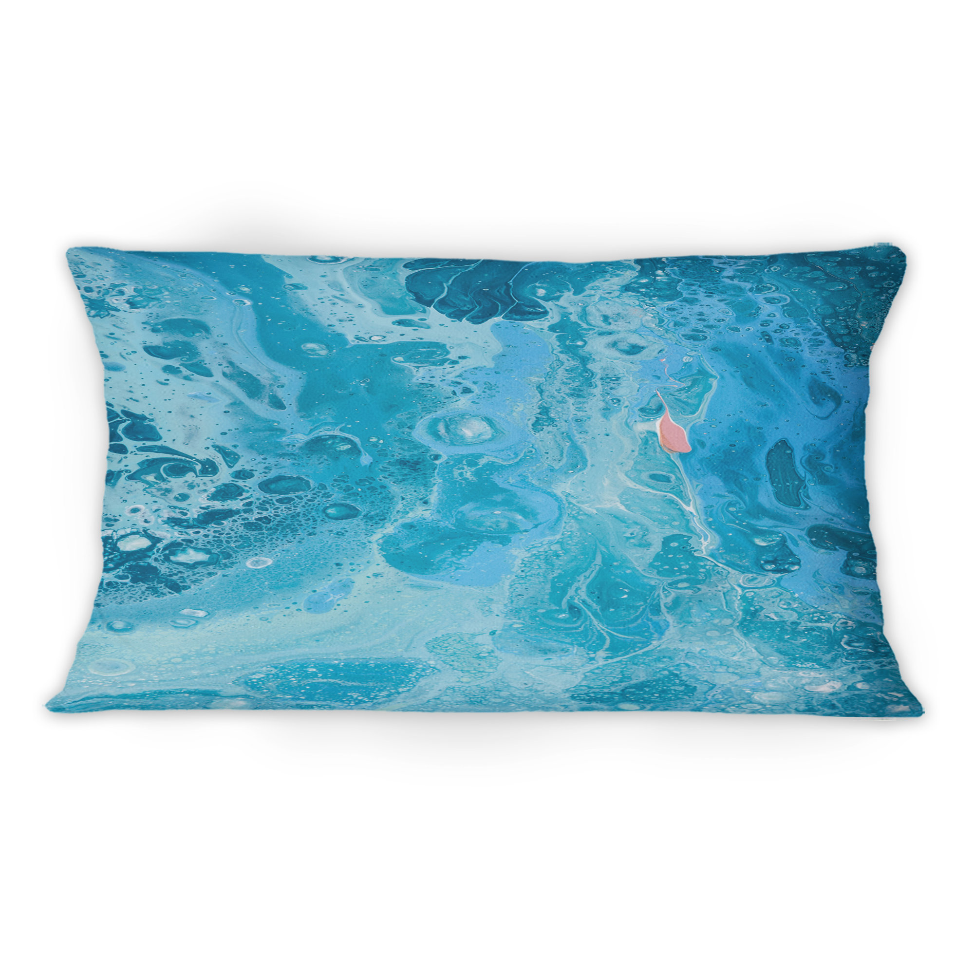 Design Art Turquoise Fluid Marble Waves - Modern Printed Throw Pillow ...
