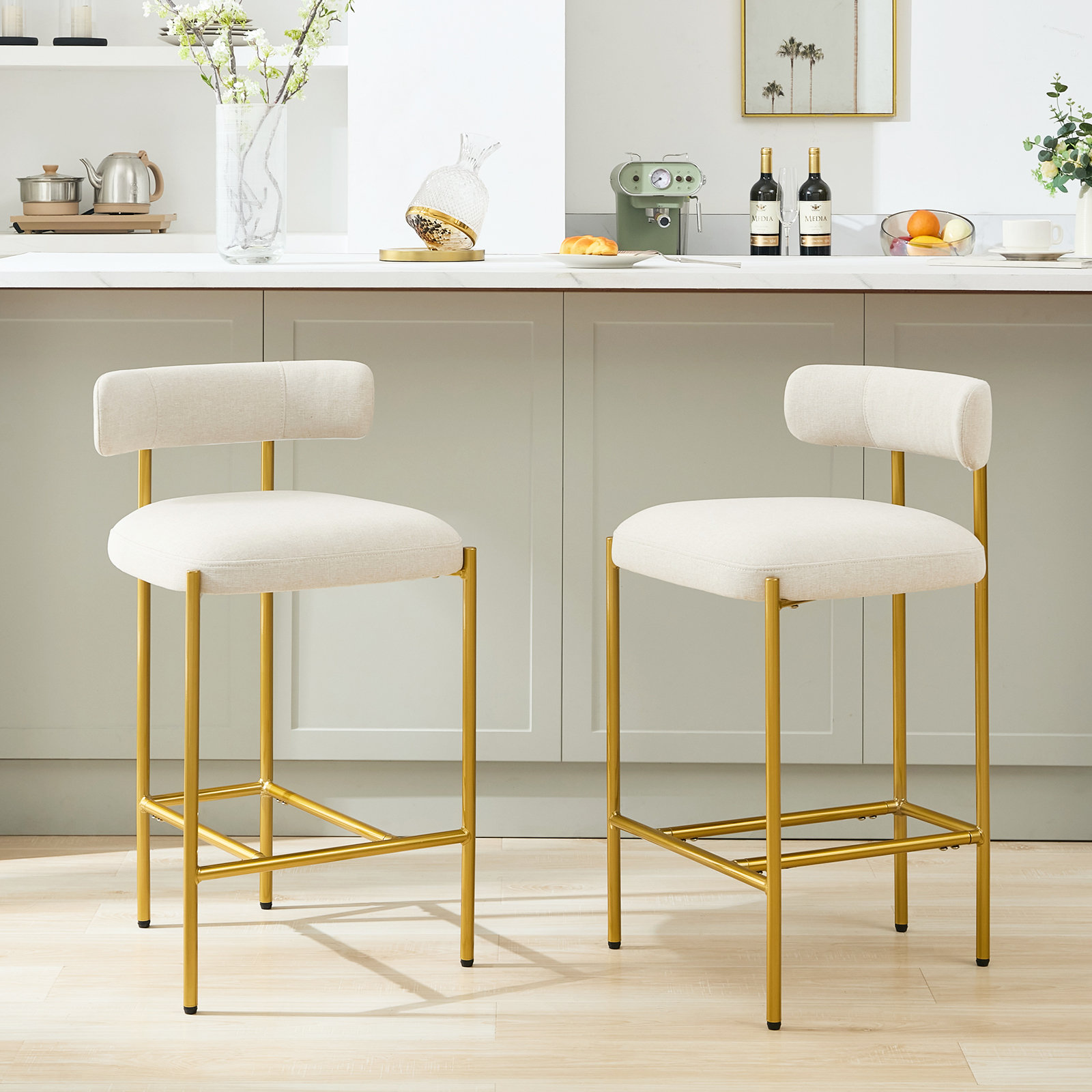 Mercer41 Maddox Upholstered Counter Height Bar Stools (Set of 2 ...