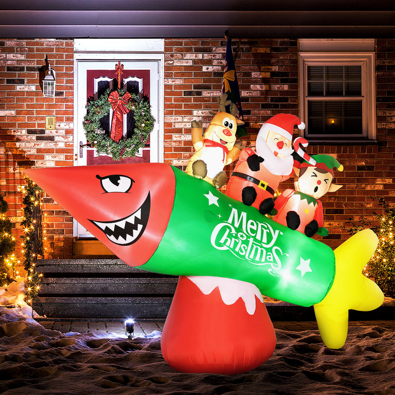 The Holiday Aisle® Christmas Rocket Inflatable | Wayfair