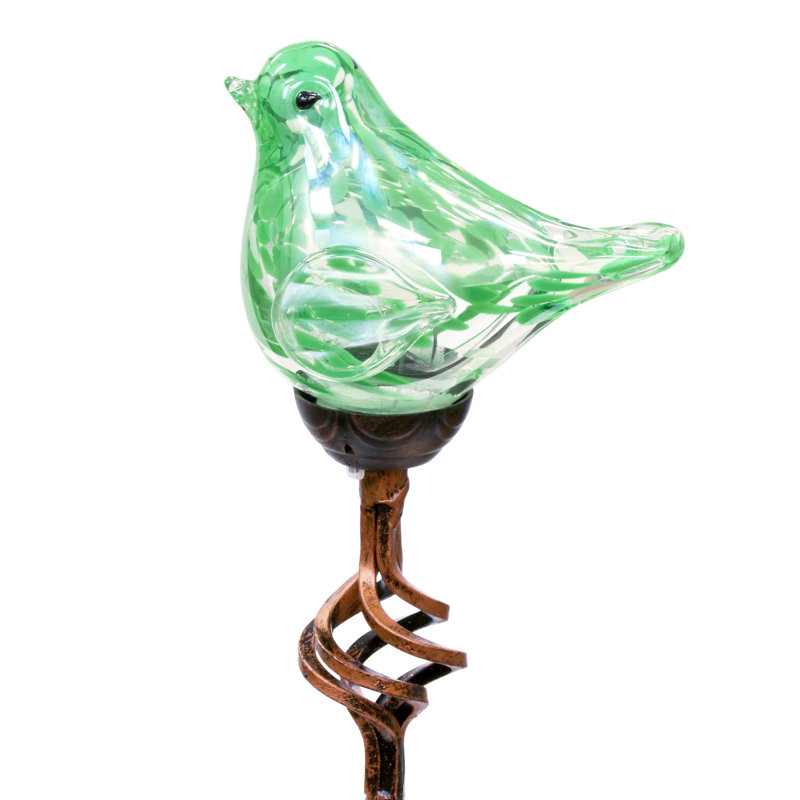 Exhart Solar Pearlized Hand Blown Glass Bird Garden Stake, 6 by 31 ...