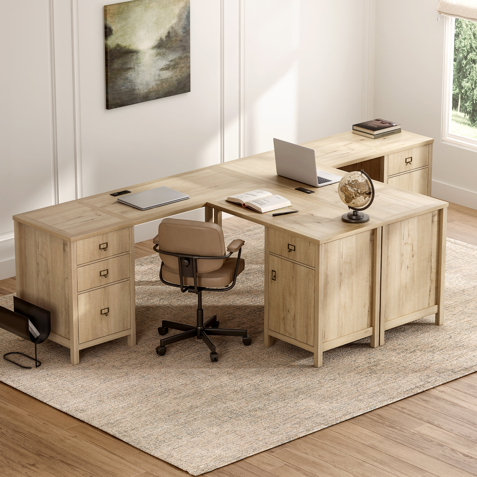 Lark Manor™ Large 60" L Shaped Executive Desk With Drawers | Wayfair