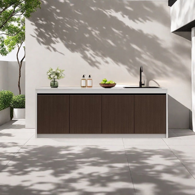 MAJBIT All-Weather Aluminum Wash Basin with Stone Counter | Wayfair