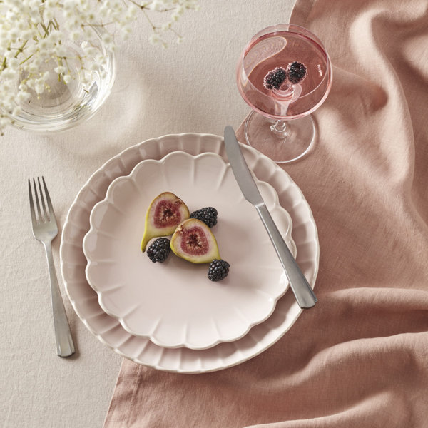 Lenox French Perle Scallop Blush 12-Piece Dinnerware Set & Reviews ...