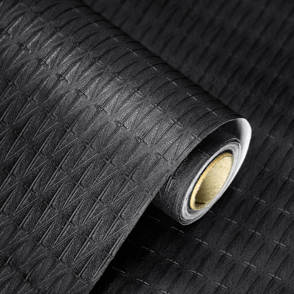 Ebern Designs Self-Adhesive Black Embossed Textured Wallpaper Roll ...