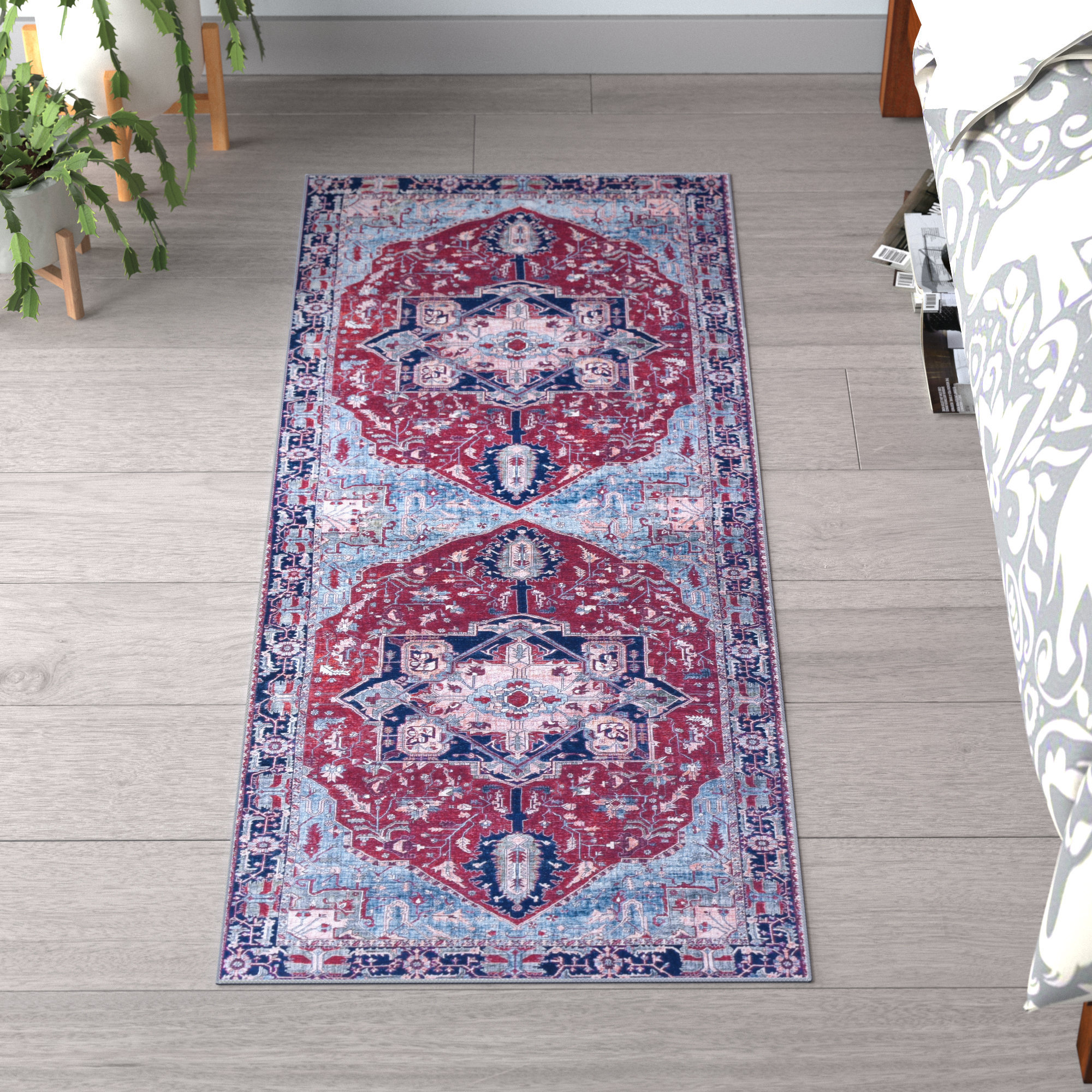 Langley Street® Sonia Oriental Red/Navy Area Rug & Reviews | Wayfair