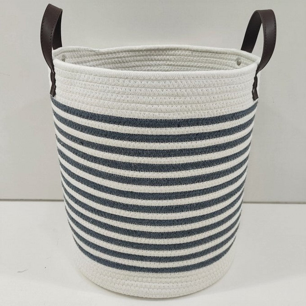 Breakwater Bay Navy Blue And Ivory Striped Laundry Hamper | Wayfair