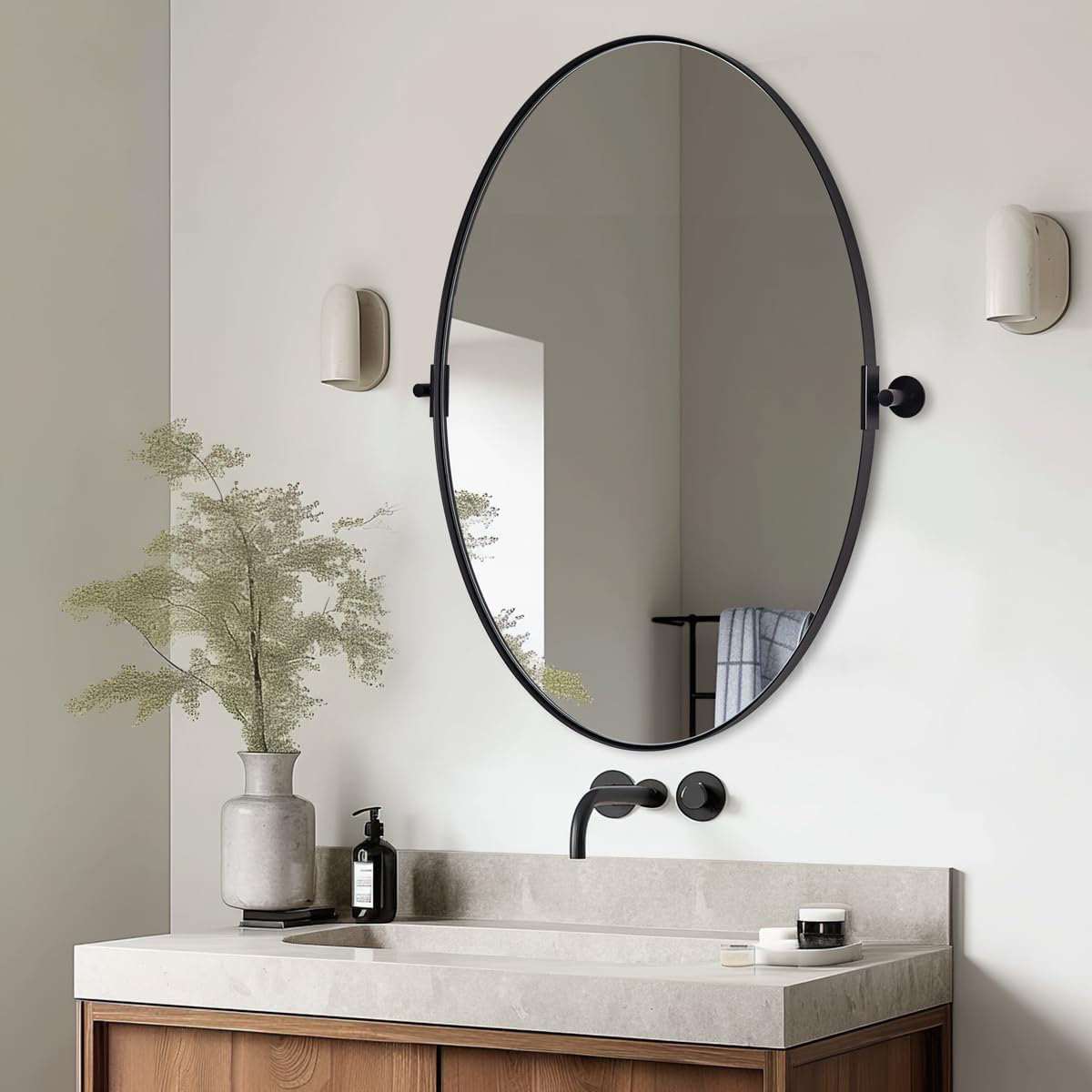Ebern Designs Ann Stainless Steel Frame Oval Pivot Mirrors Adjustable ...
