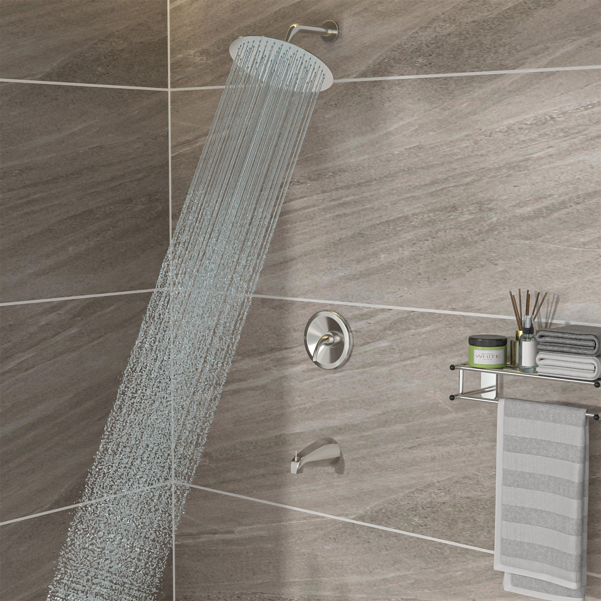 Wenty 10" Round Rain Shower Head Systems With Waterfall Tub Spout ...