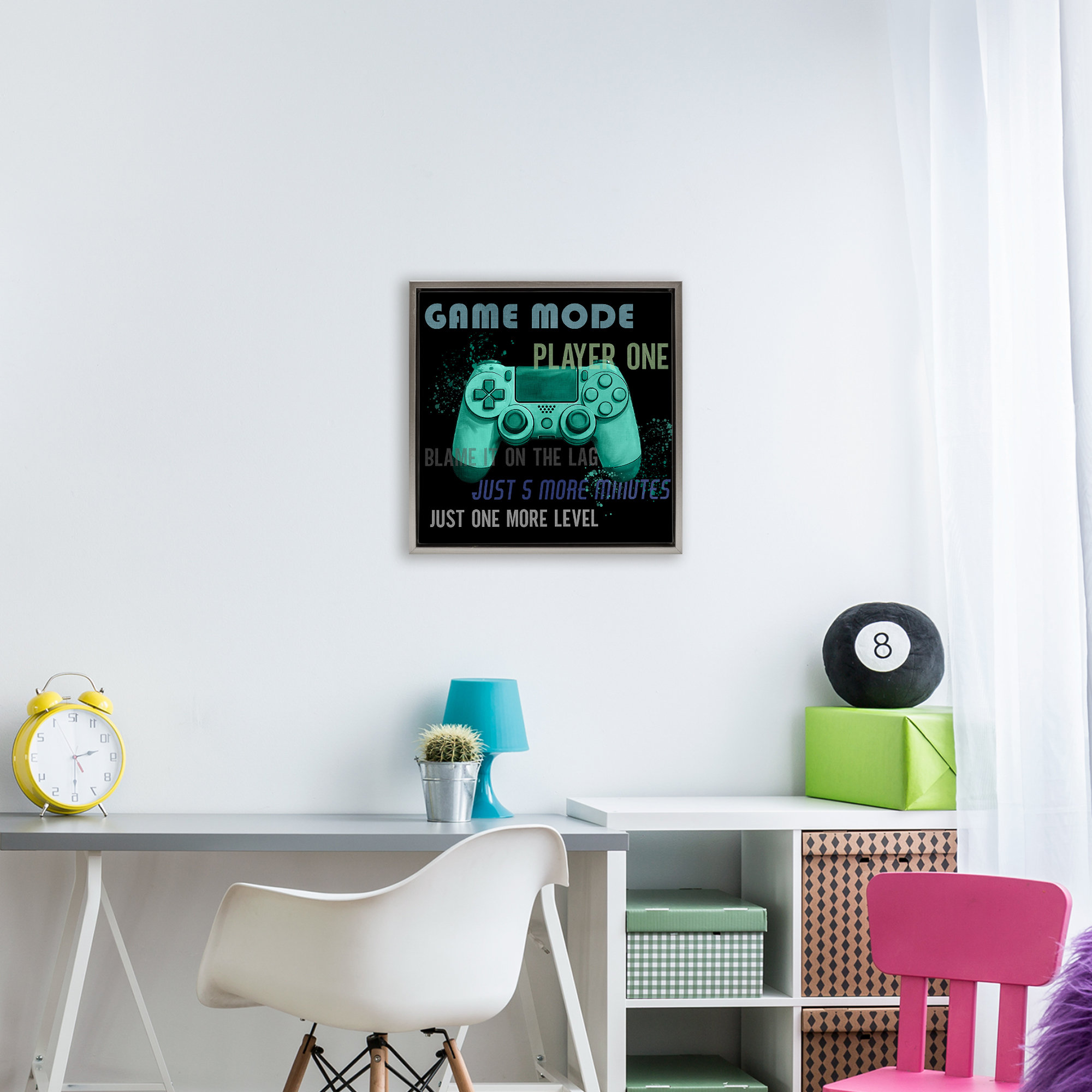 Latitude Run® Game Mode Player One Controller Floating Frame, design by Kim Allen | Wayfair