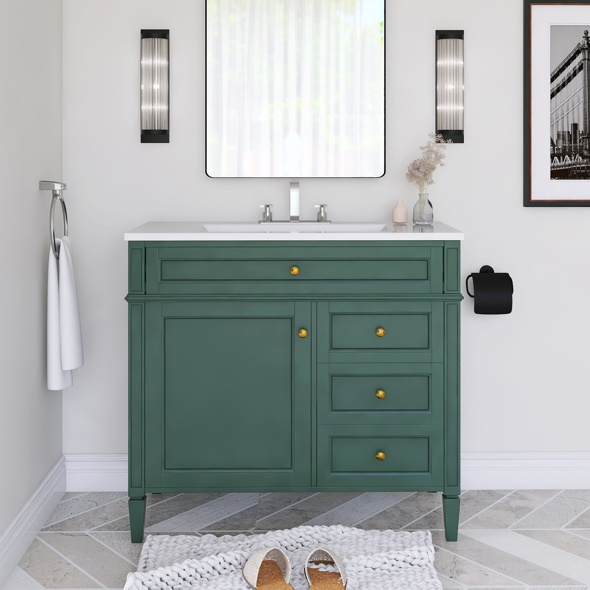 Darby Home Co 36'' Freestanding Single Bathroom Vanity With Resin Top ...