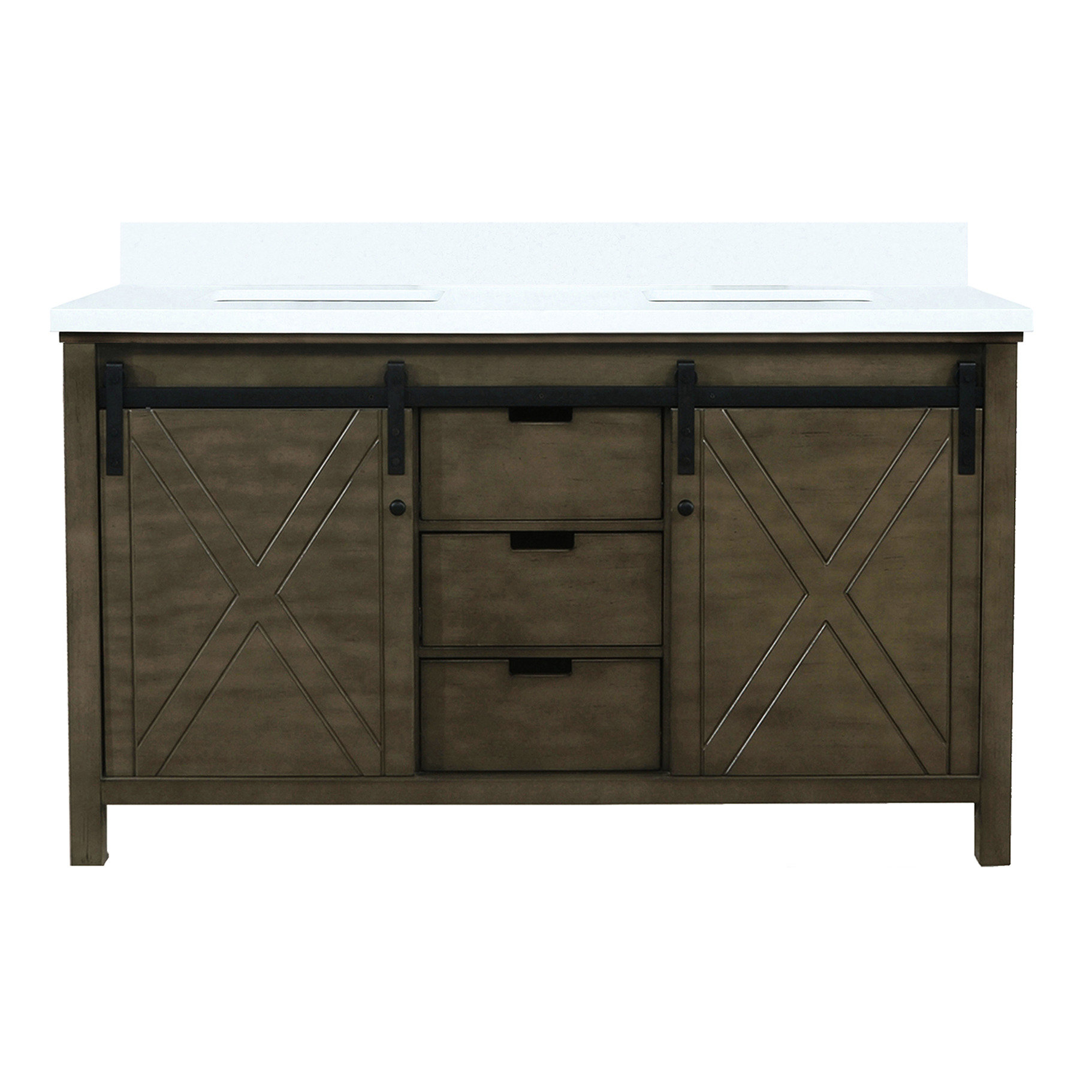 One Allium Way Rustic Brown 60 In. Wide Double Bath Vanity, White ...