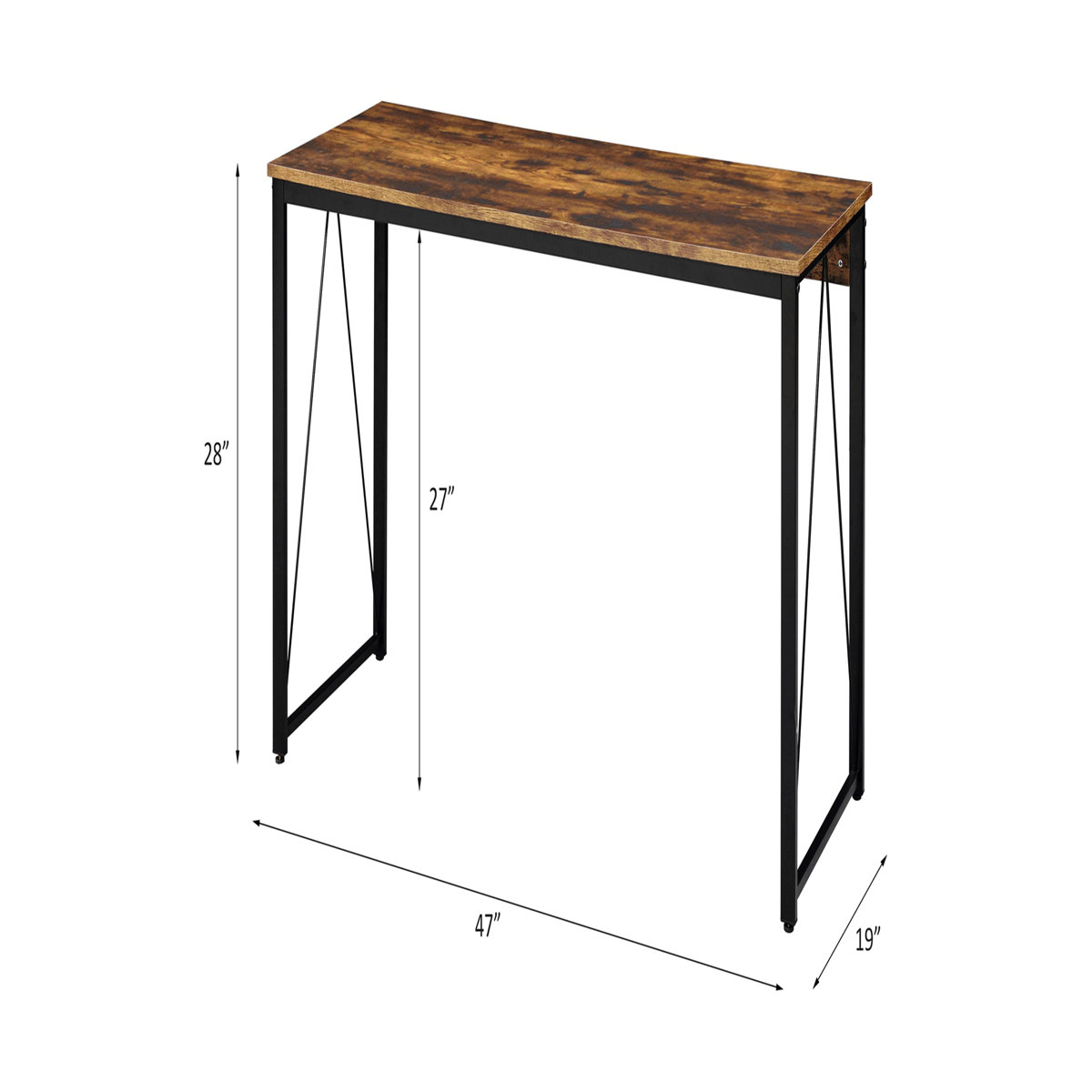 17 Stories Rustic-Modern Black Writing Desk with V-Shaped Metal Base ...