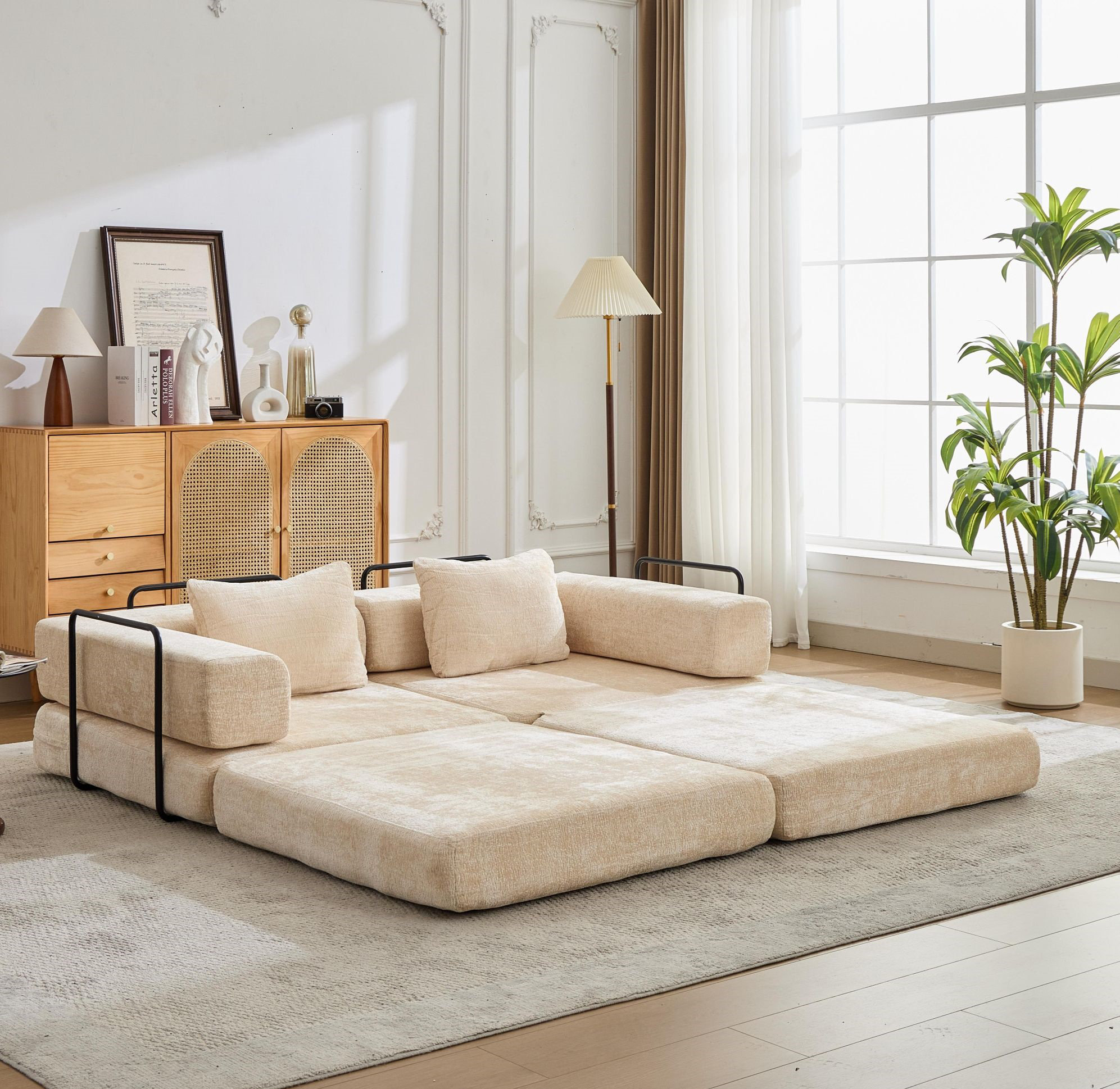 Latitude Run® Compression Sofa,Convertible Floor Sofa Bed with Fixed ...