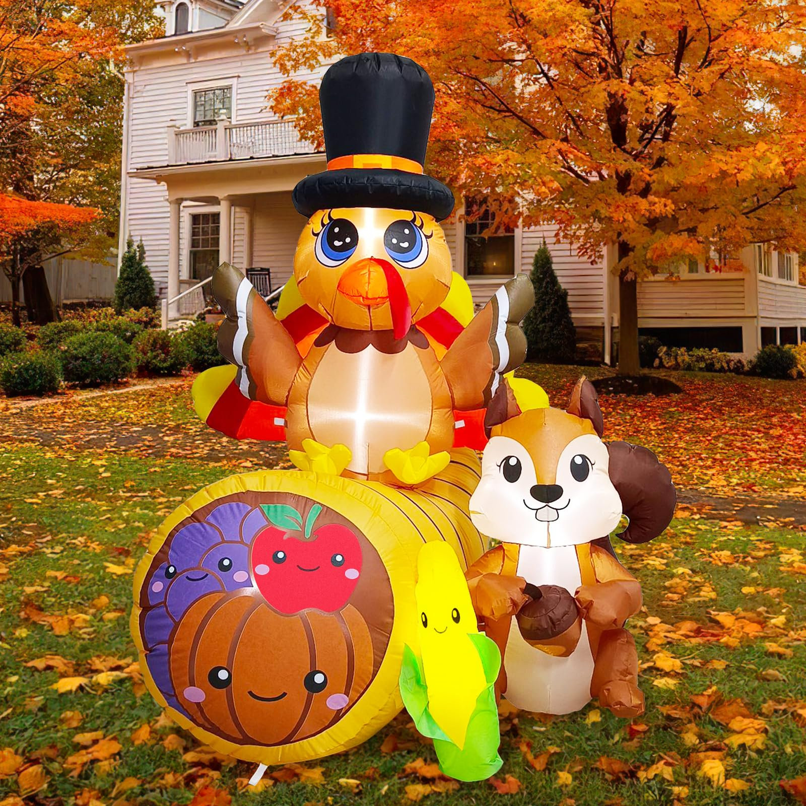 The Holiday Aisle® 6FT Tall Thanksgiving Day Inflatable Turkey with ...