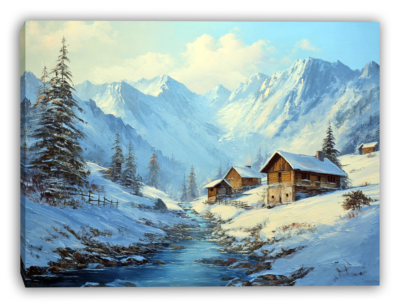 Ophelia & Co. Sunny Peaks Winter Hamlet Wrapped Canvas Wall Art | Wayfair