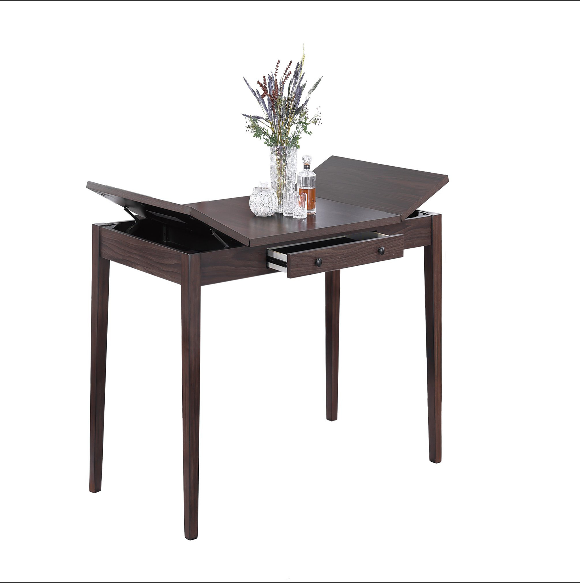 Red Barrel Studio Walnut Colour Dining Table w Drawers Built in Lift ...