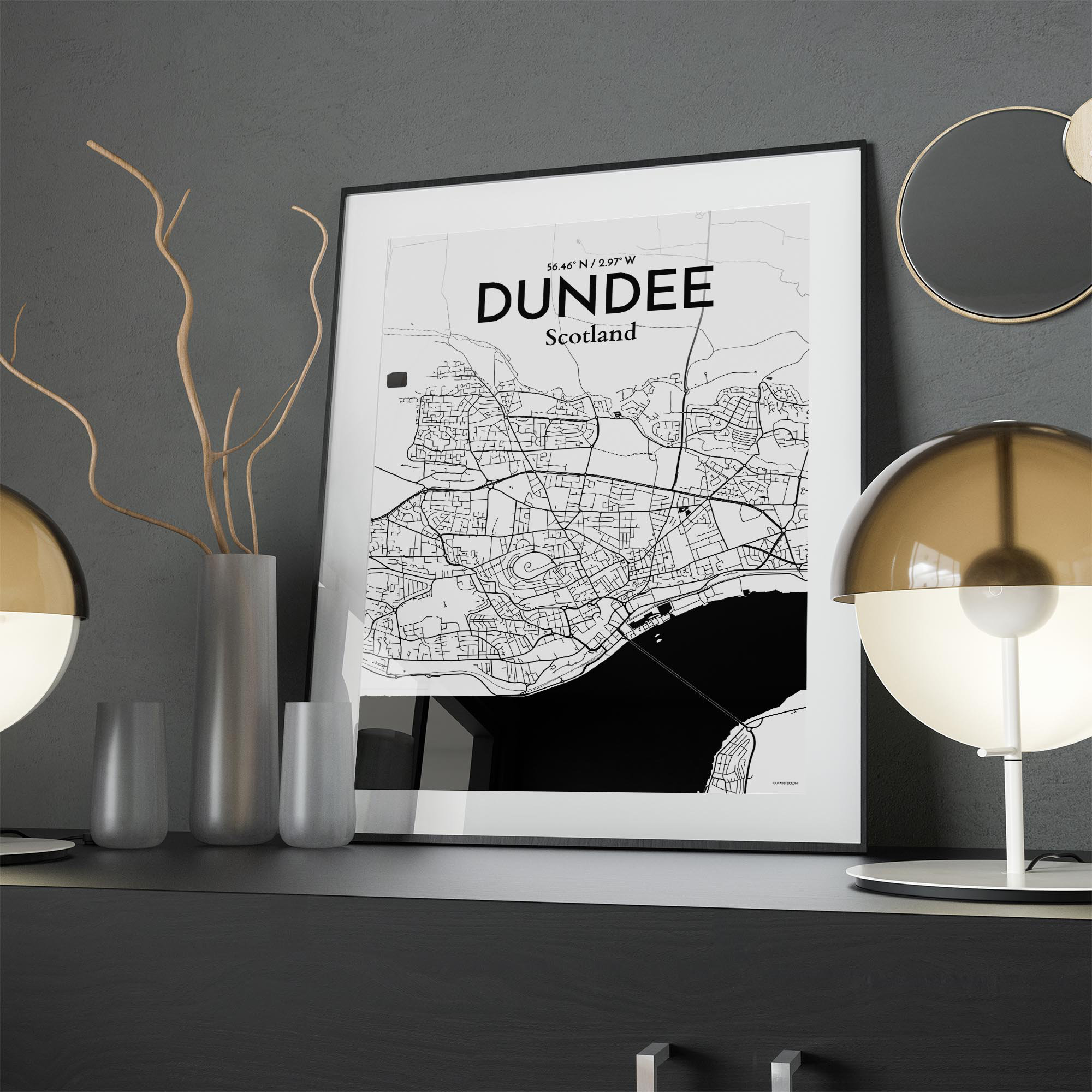 17 Stories Dundee City Map Graphic Art In Tones | Wayfair