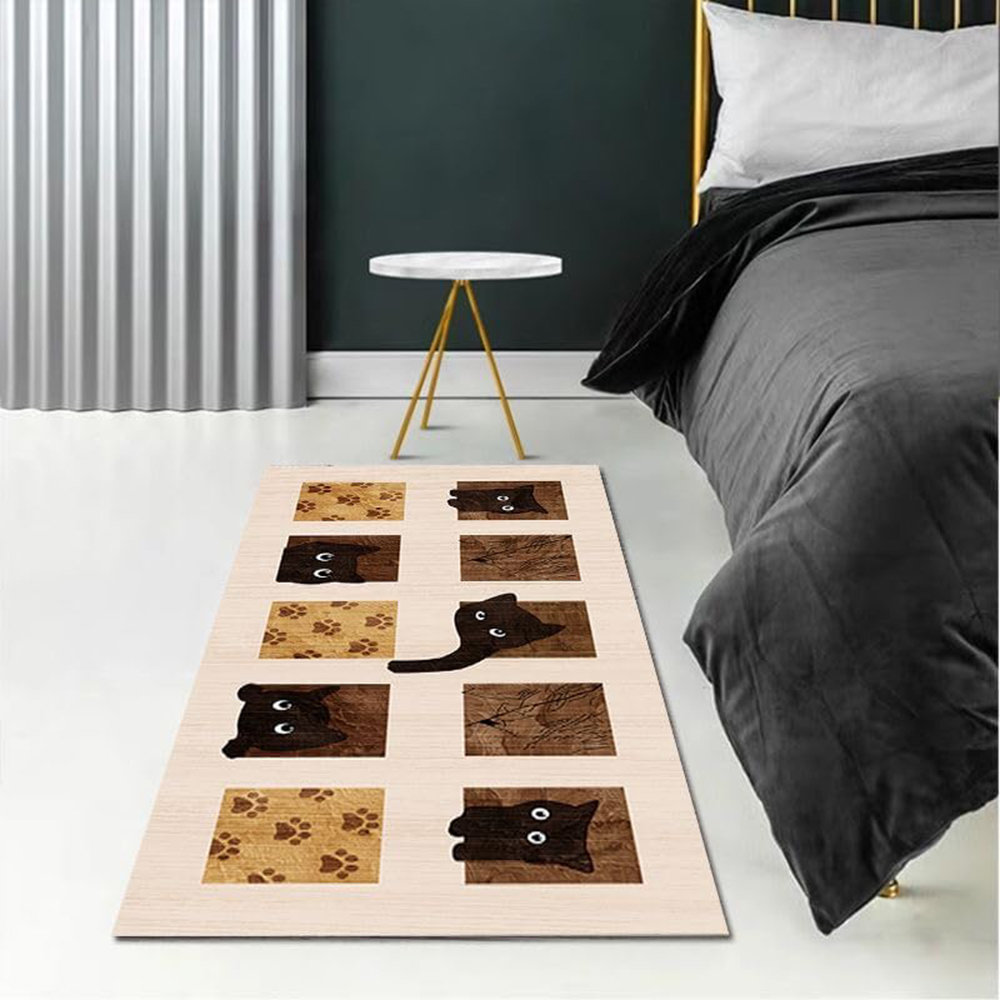 Winston Porter Square Cat 40 * 120 CM Cute and Funny Pets Rug Modern ...