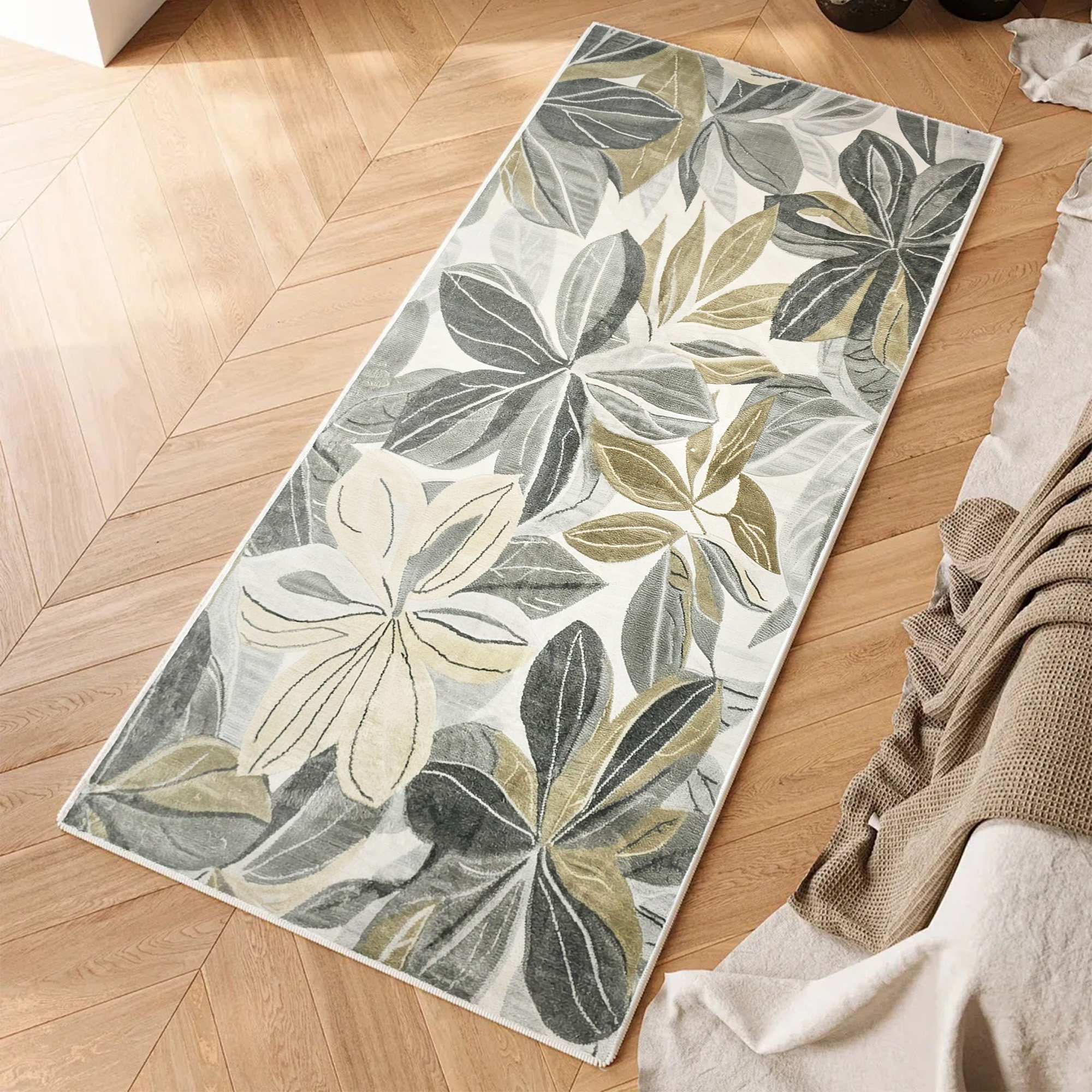 Winston Porter Nature Flower Non-Slip Machine Washable Area Rug For ...