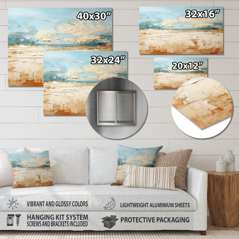 Dovecove Coastal Beach Sand Whispers I - Modern Metal Wall Art | Wayfair