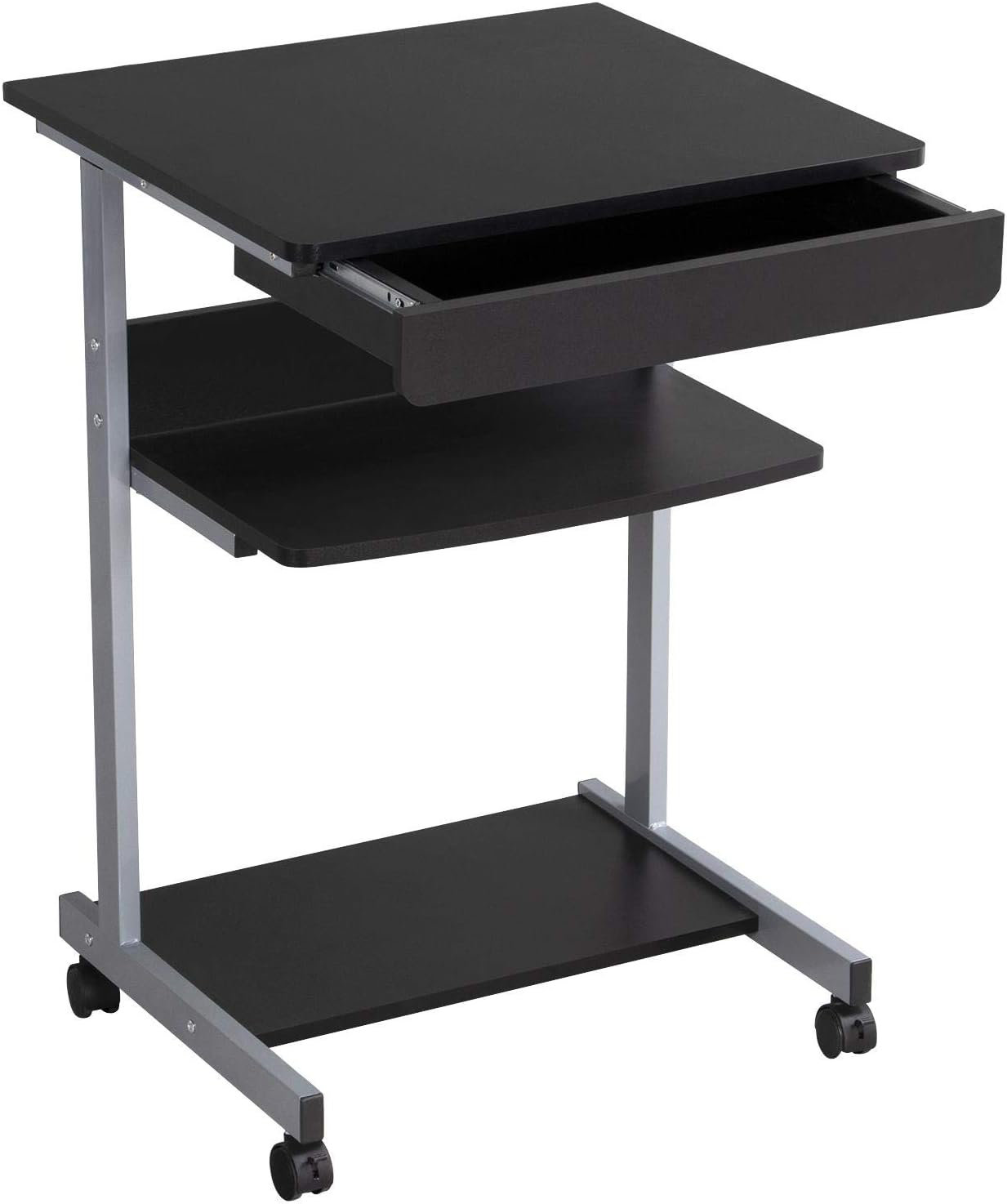 17 Stories Mobile Rolling Laptop Desk With Drawer And Printer Shelf ...