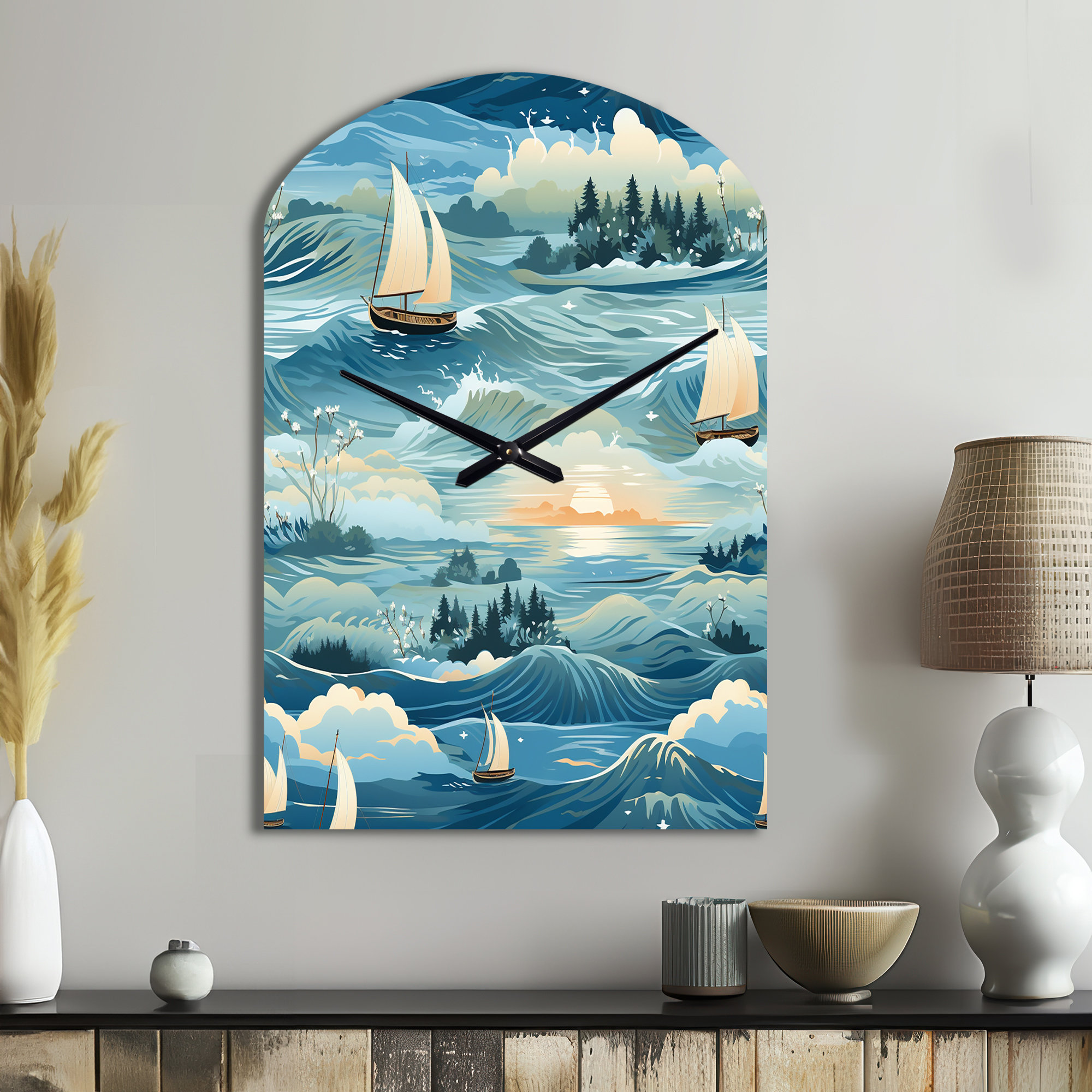 Design Art Coastal Tranquility Seaside Landscape - Arch Shape Unique ...
