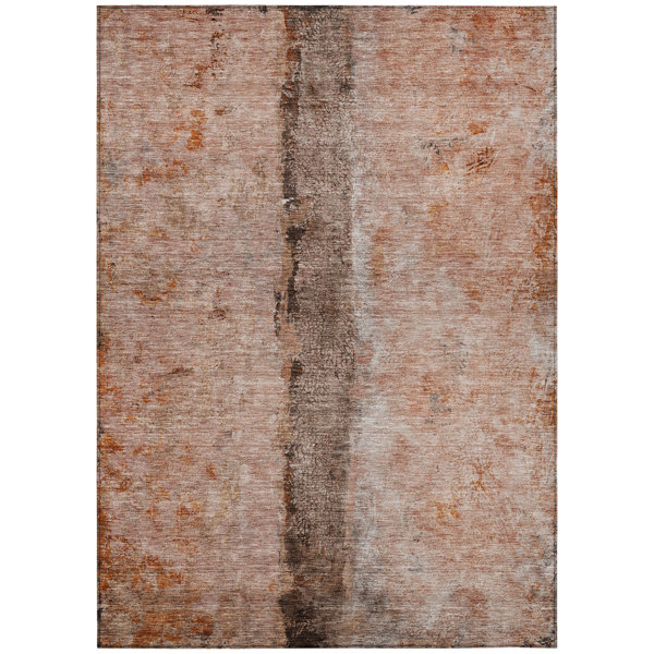 HomeRoots 8' X 10' Brown Abstract Washable Indoor Outdoor Area Rug ...